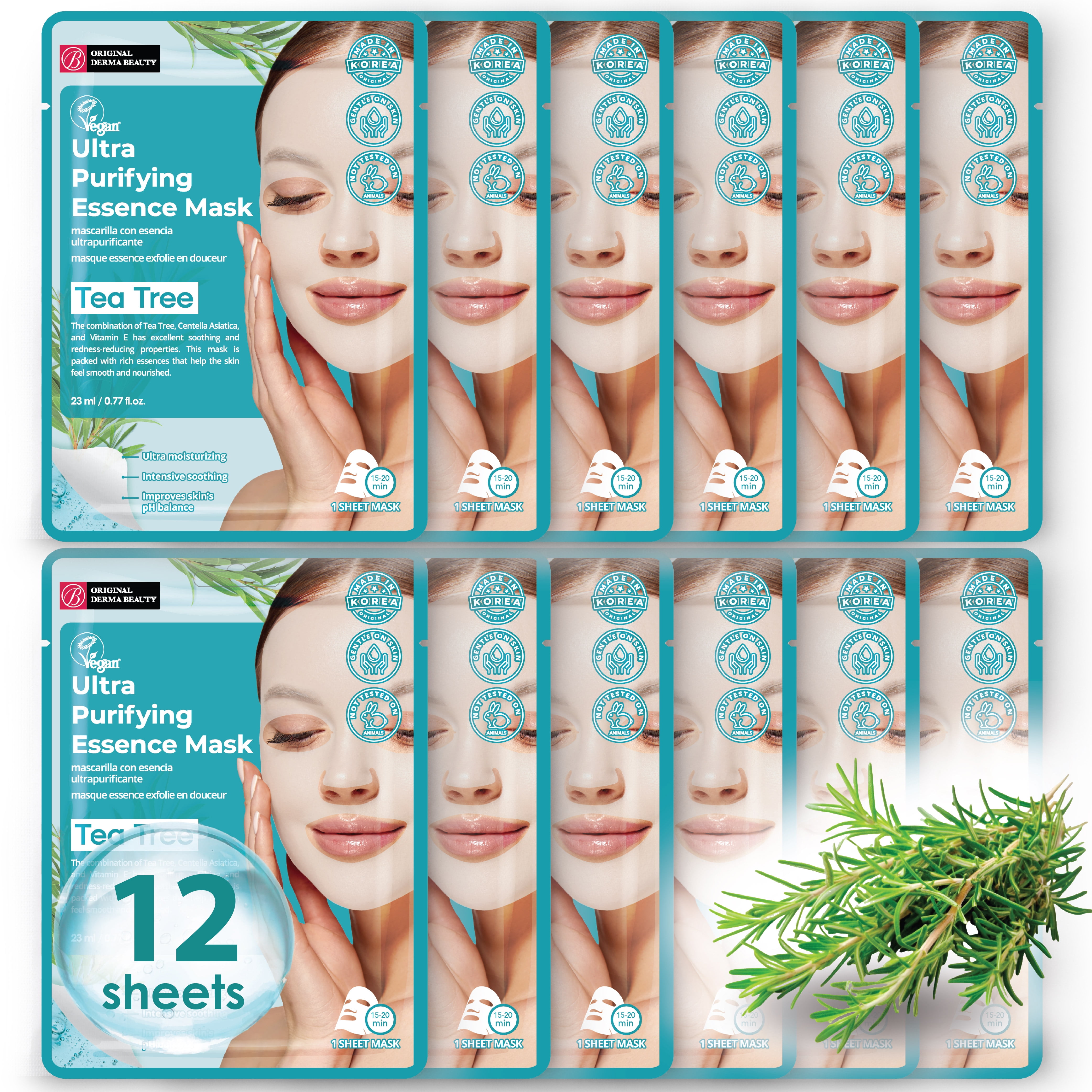Original Derma Beauty Tea Tree Face Sheet Mask, Purifying Facial Mask ...