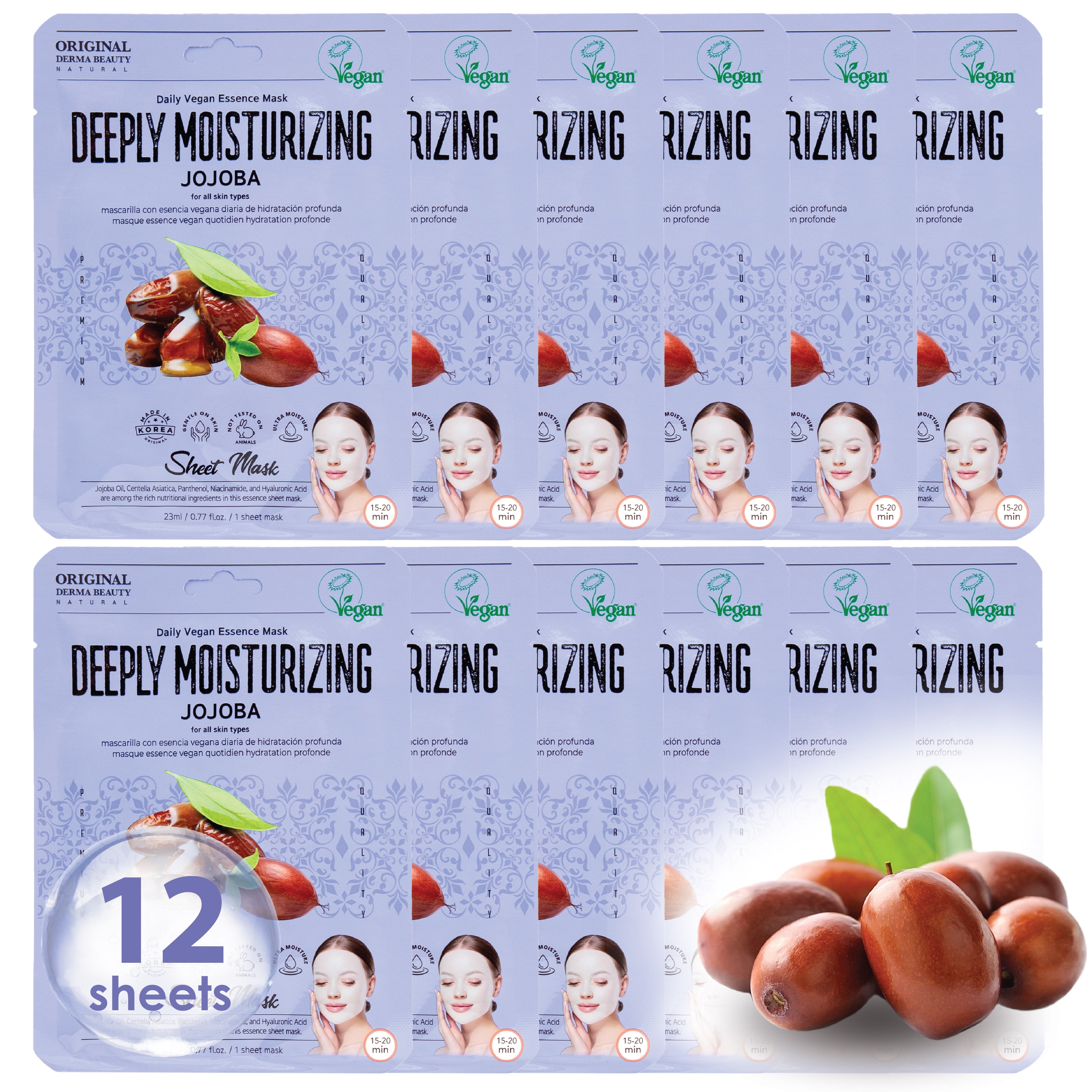 Original Derma Beauty 12 Pack Vegan Deep moisturizing Jojoba Essecne ...