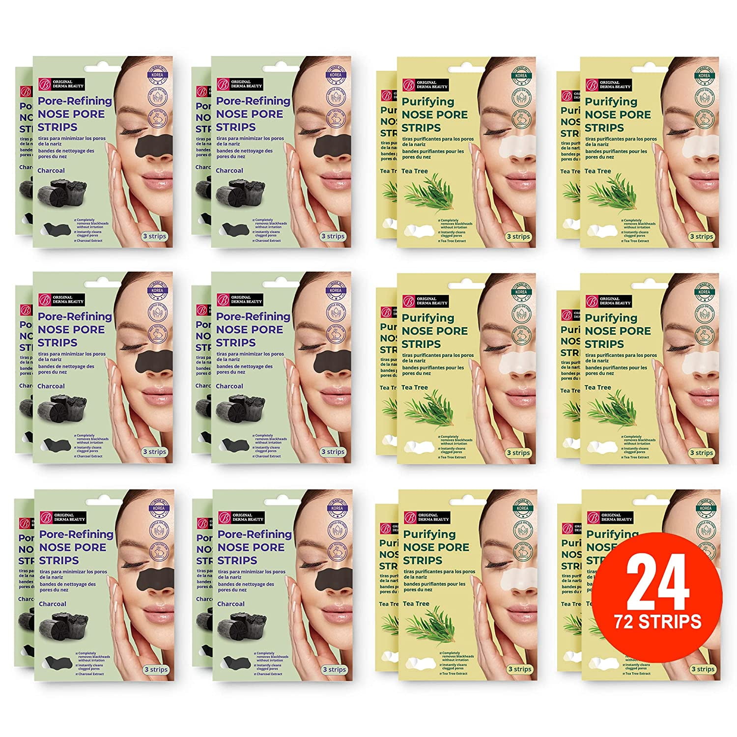 Original Derma Beauty 72 Strips Pore-Refining Charcoal & Purifying Tea ...
