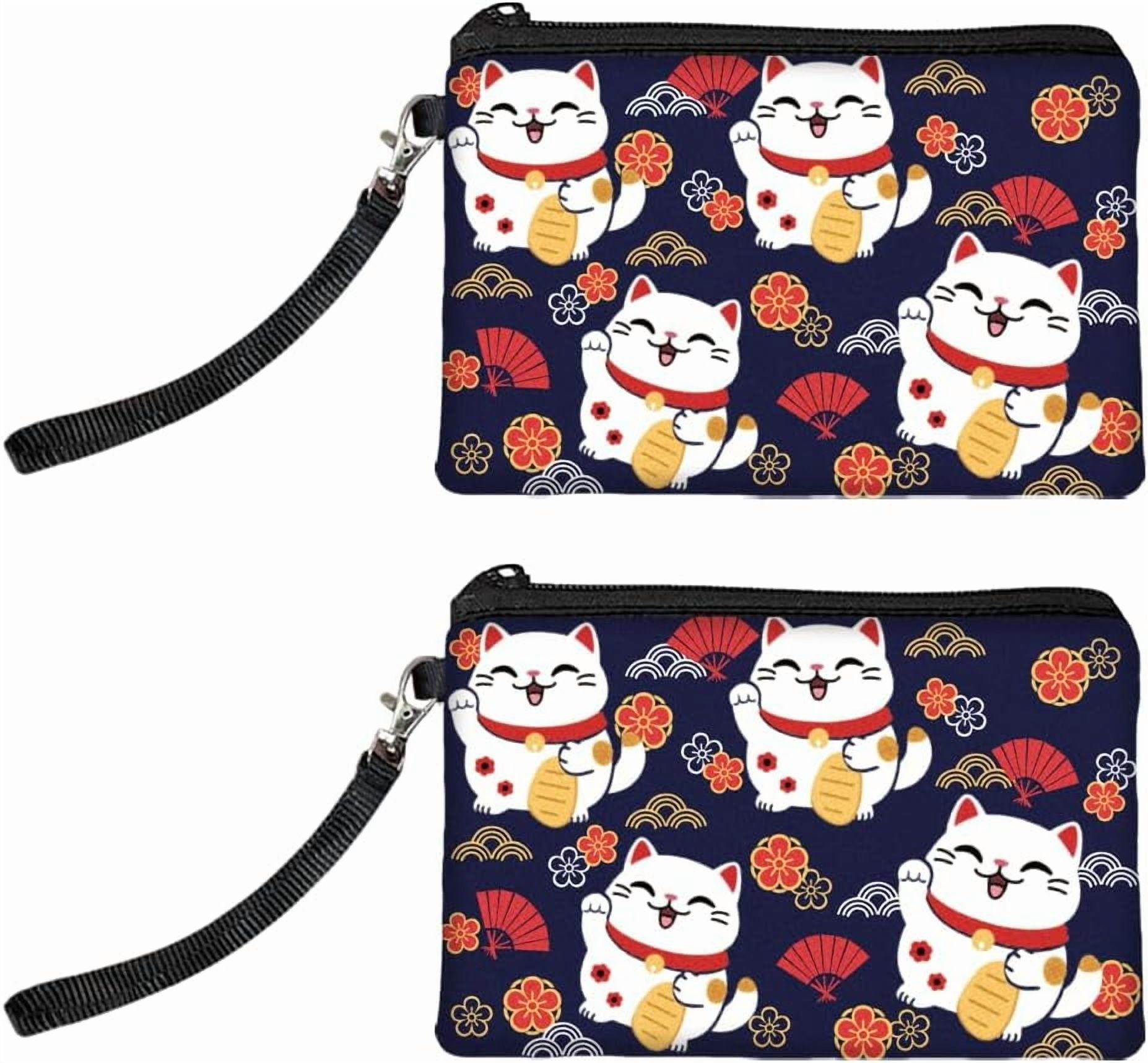Original Designs Cat Coin Purse for Women Girls Maneki Nekocat 2 Packs ...