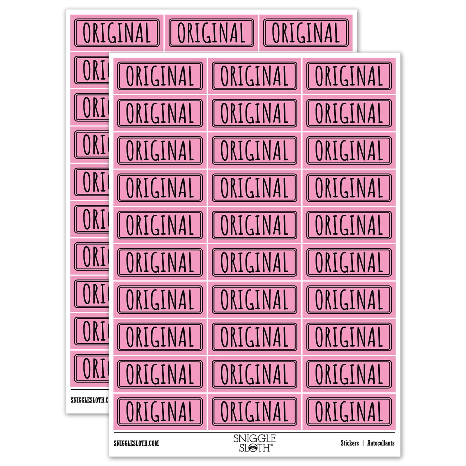 Original Double Line Border Document Sticker Set - Light Pink - Gloss ...