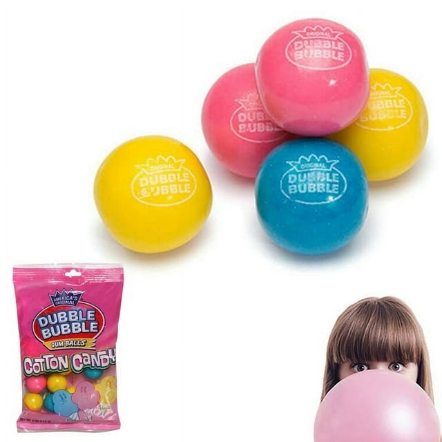 Dubble Bubble Original Cotton Candy Flavor Gumballs, 4oz Bag, Perfect ...