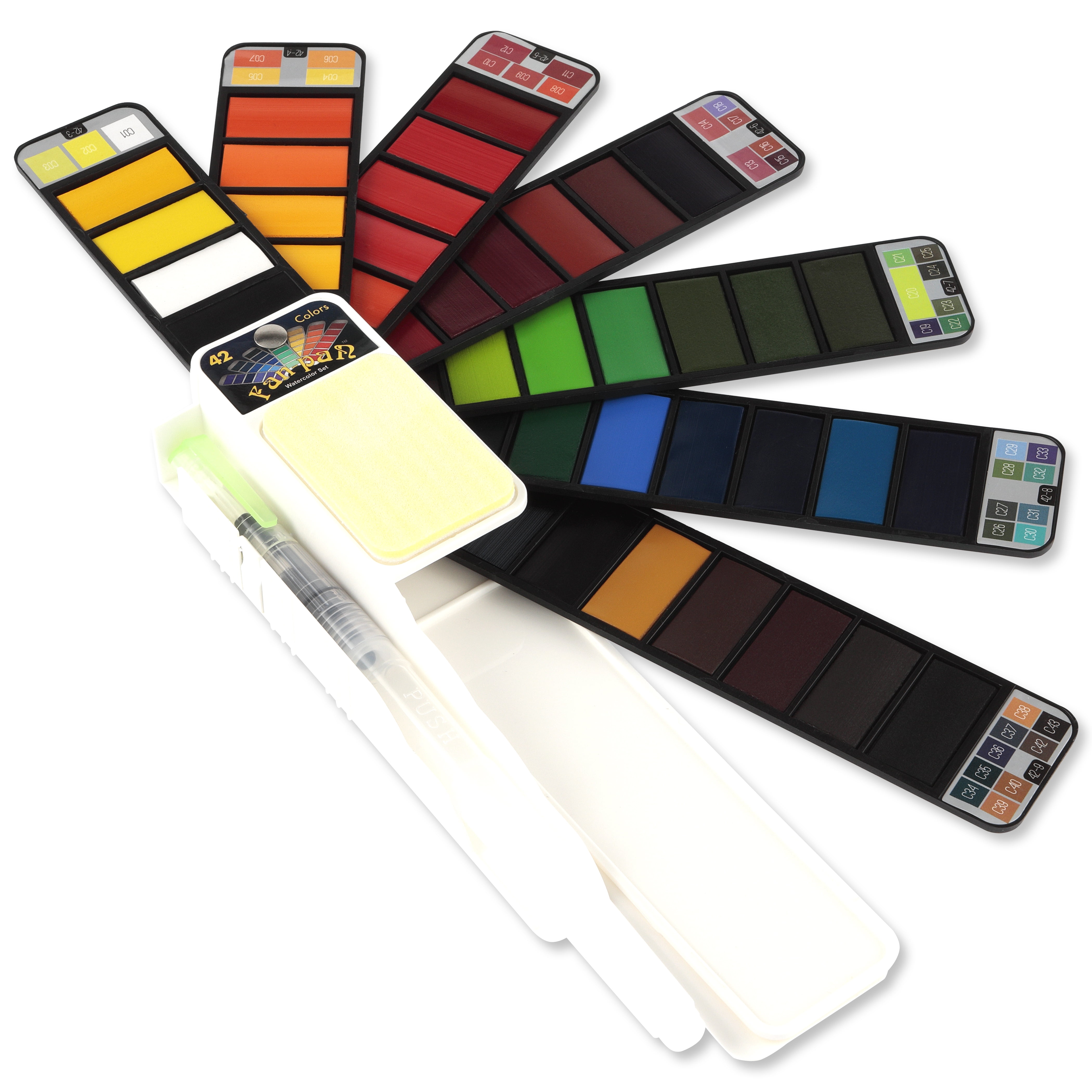 The Original Fan-PAN Travel Watercolor Paint Set - 42 Assorted Colors ...