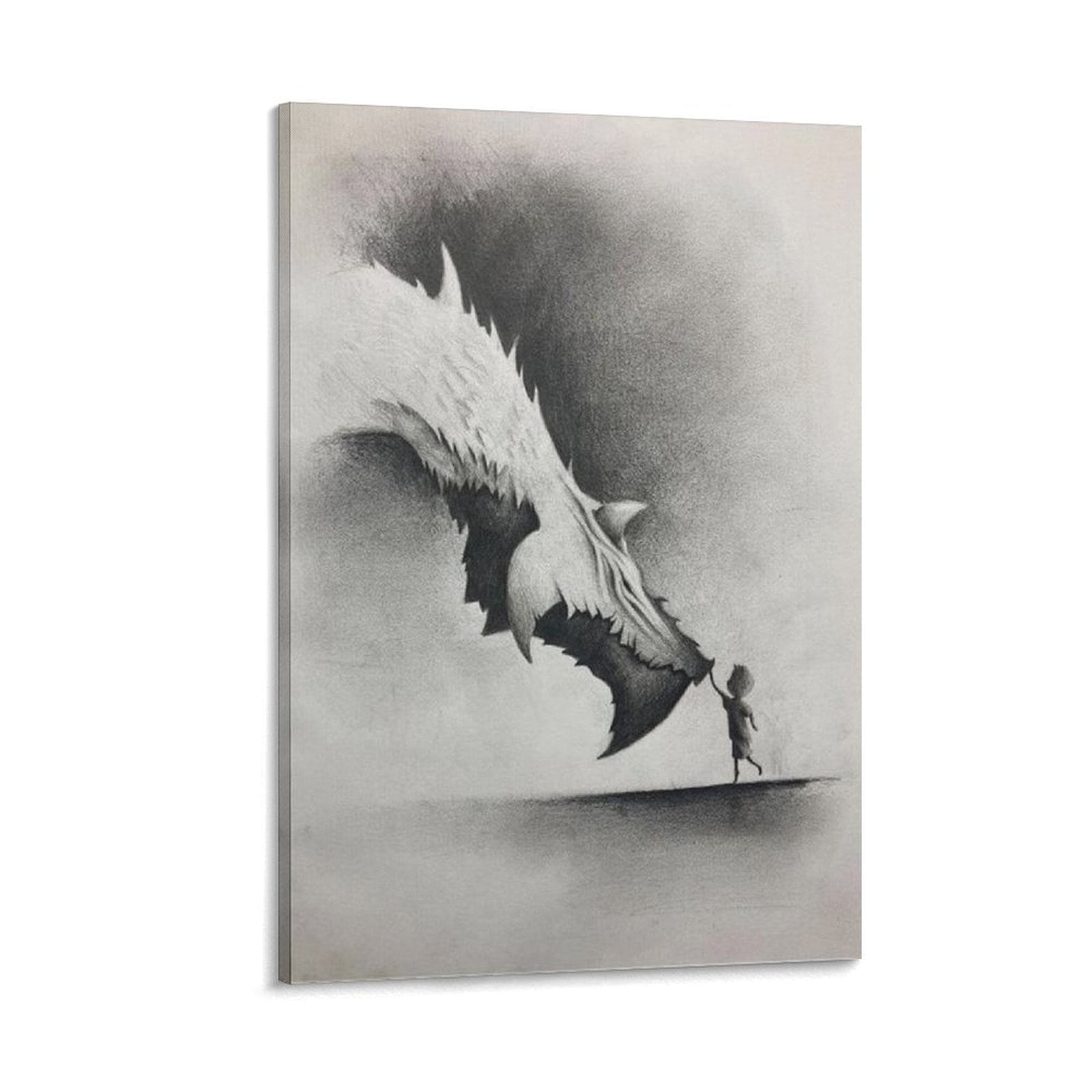 Original Fantasy Graphite Pencil Drawing, Giants Embrace Canvas Poster ...