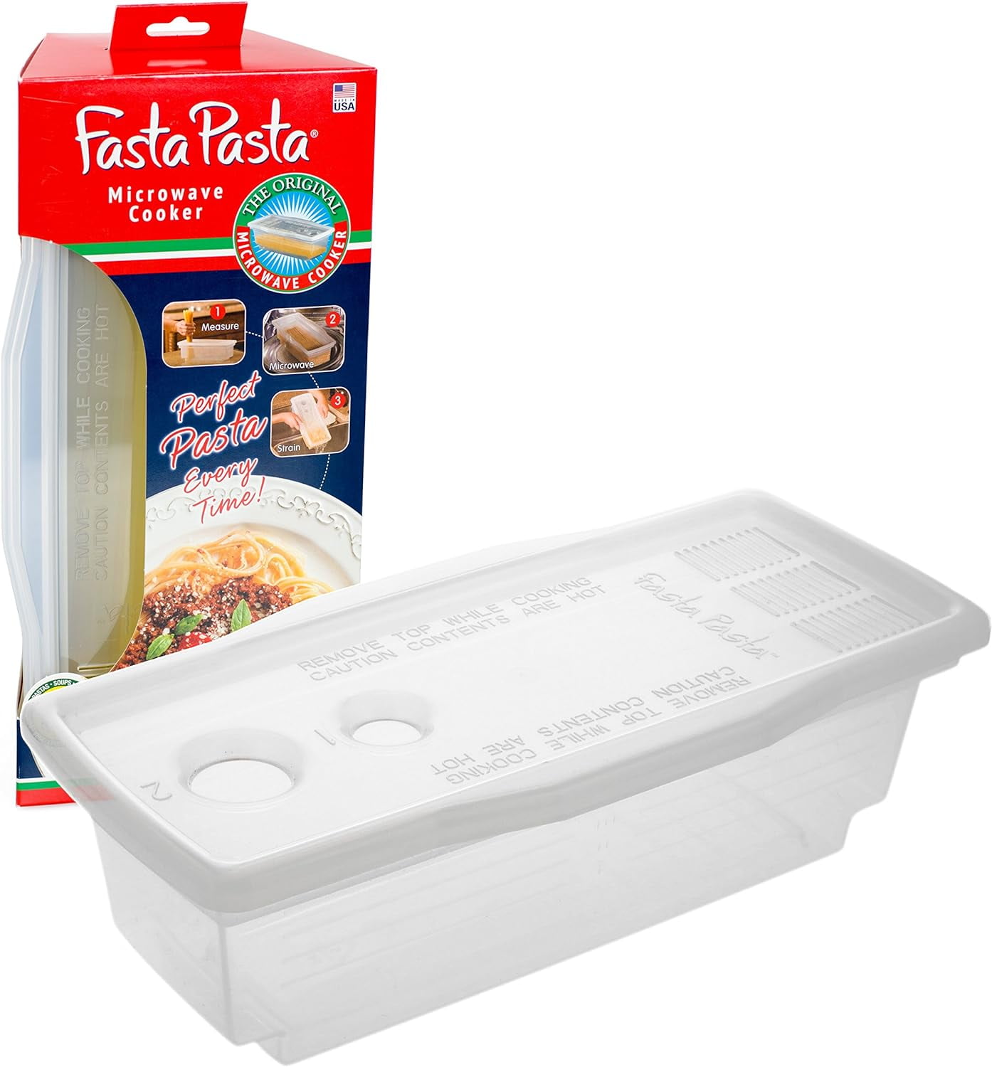 Fasta Pasta Microwave Pasta Cooker with Lid and Built-in Strainer ...