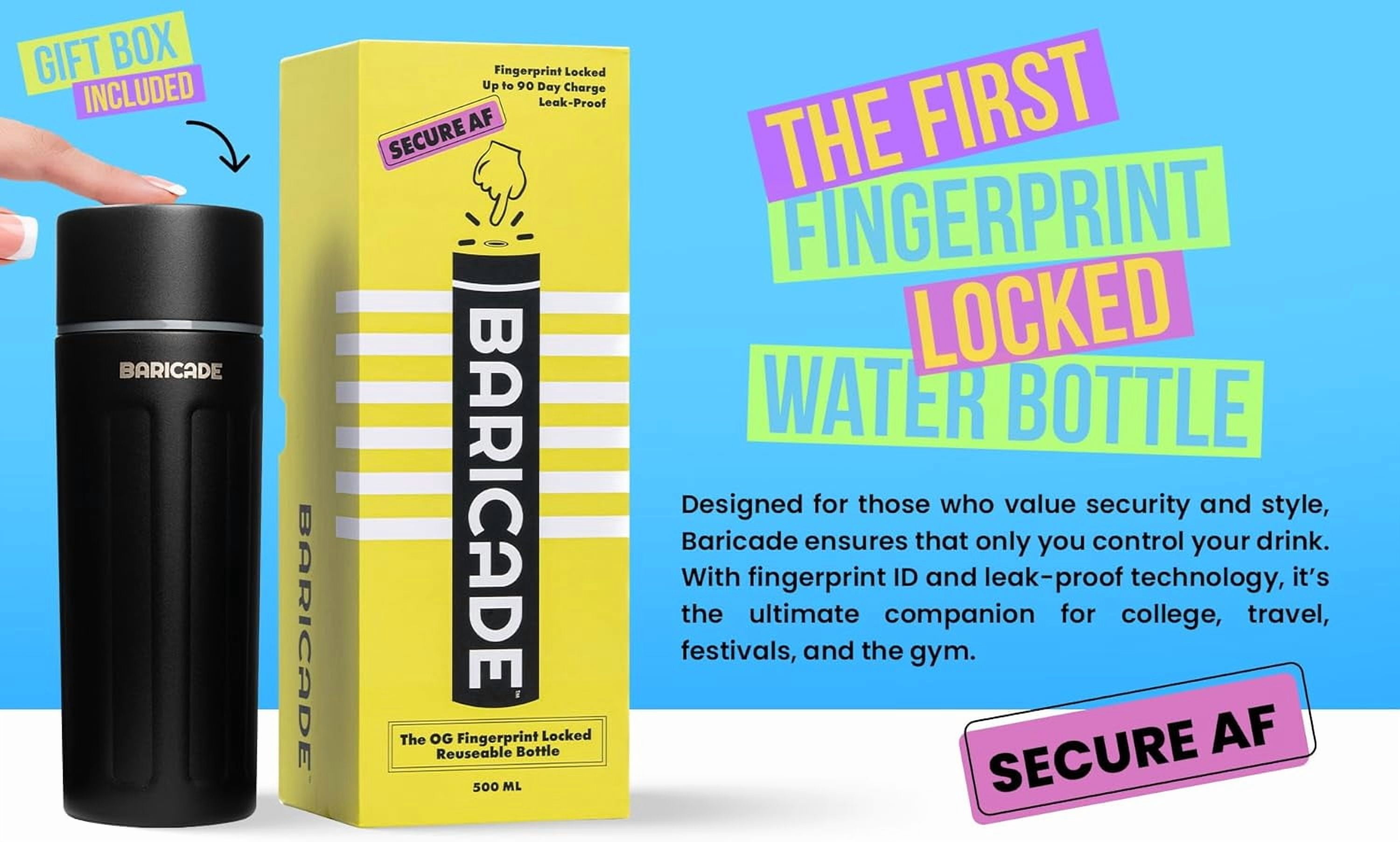 Original Fingerprint Lock Water Bottle – Carbon Black - Walmart.com