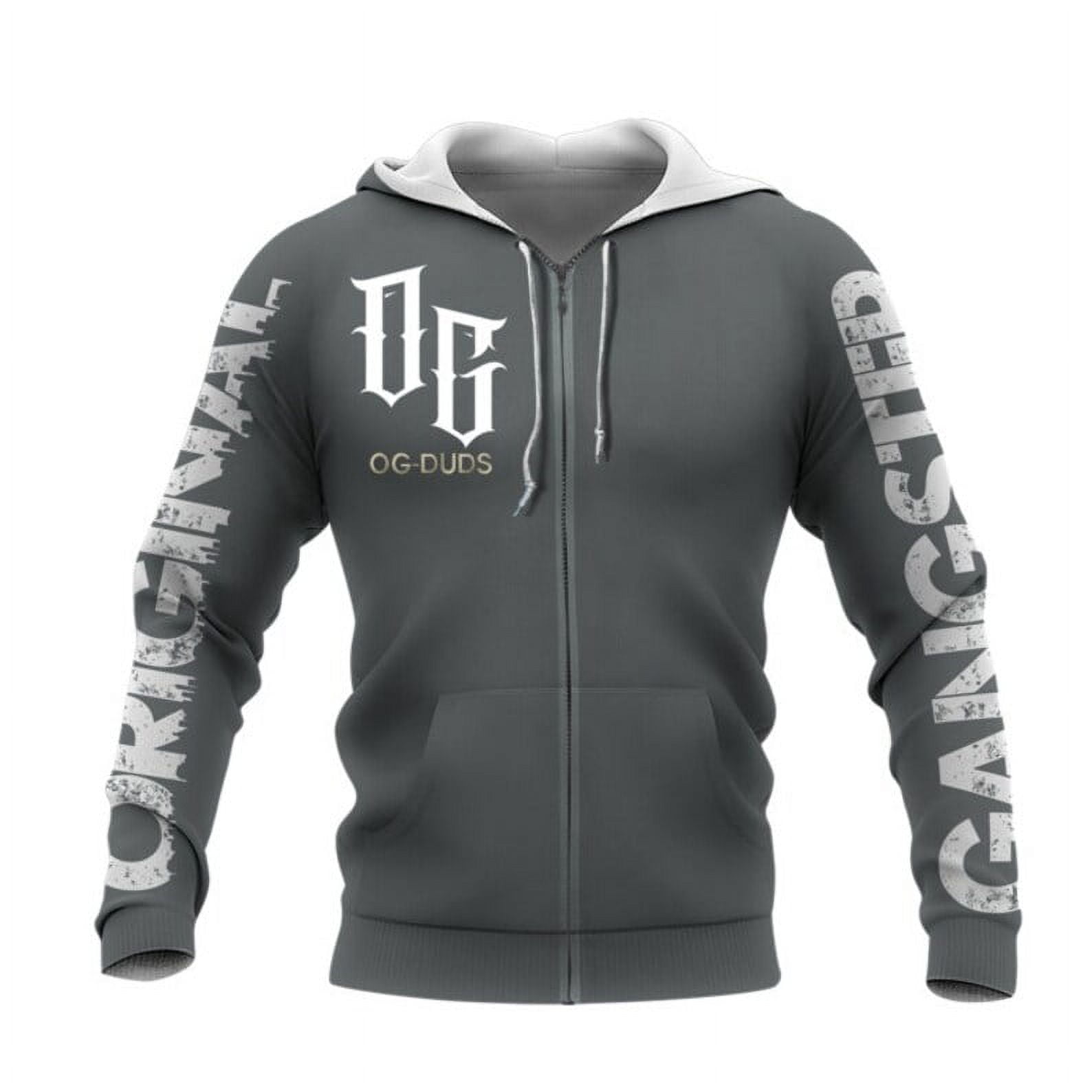 Original Gangster Gray with White Hoody AOP Unisex Zip Hoodie - Walmart.com