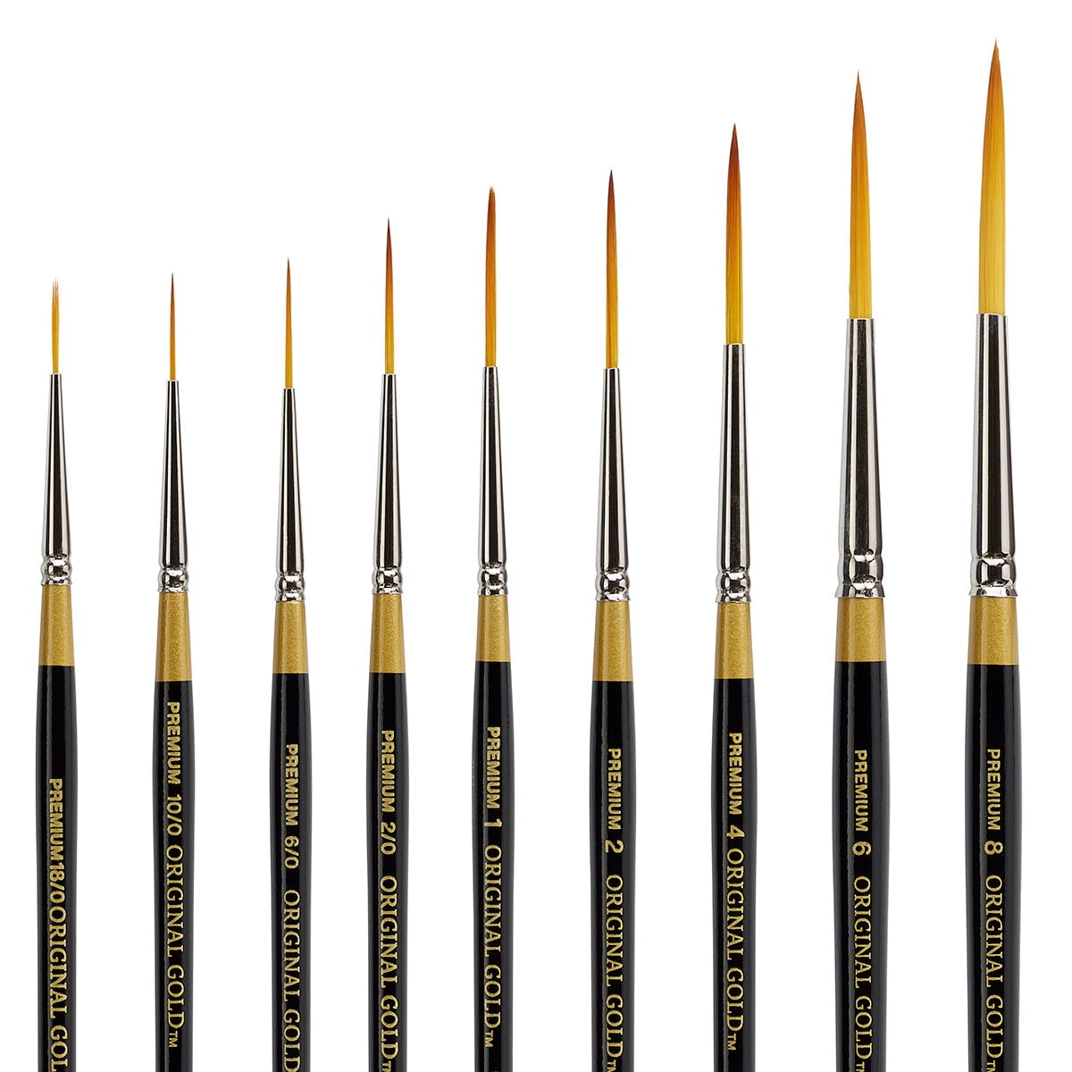Original Gold® 9050 Script Liner Premium Golden Taklon Brushes, Set of ...