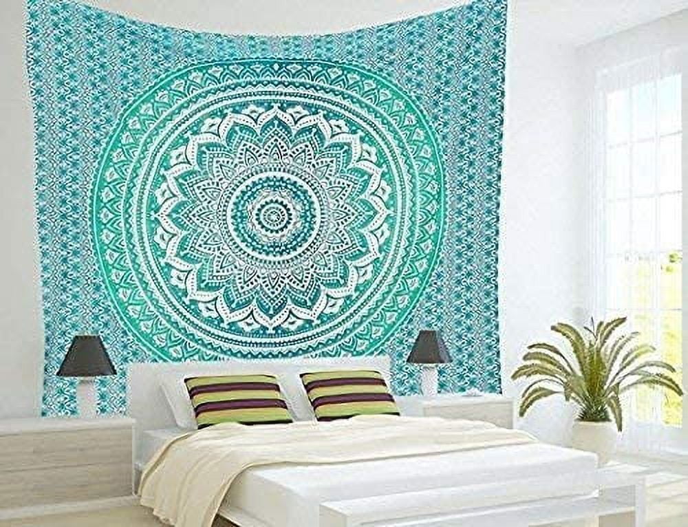 Original Green Ombre Tapestry Mandala Art Hippie Wall Hanging Bohemian ...