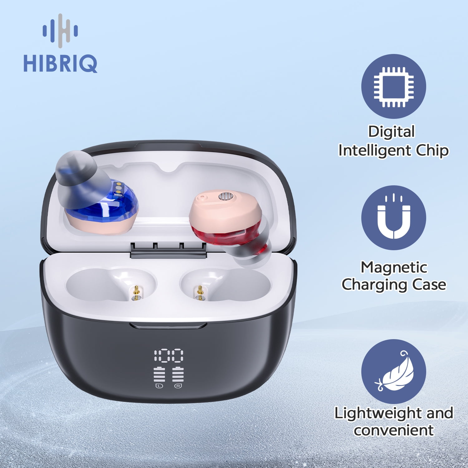 HIBRIQ Mini Rechargeable Digital Hearing Aids for Adults, Nearly ...