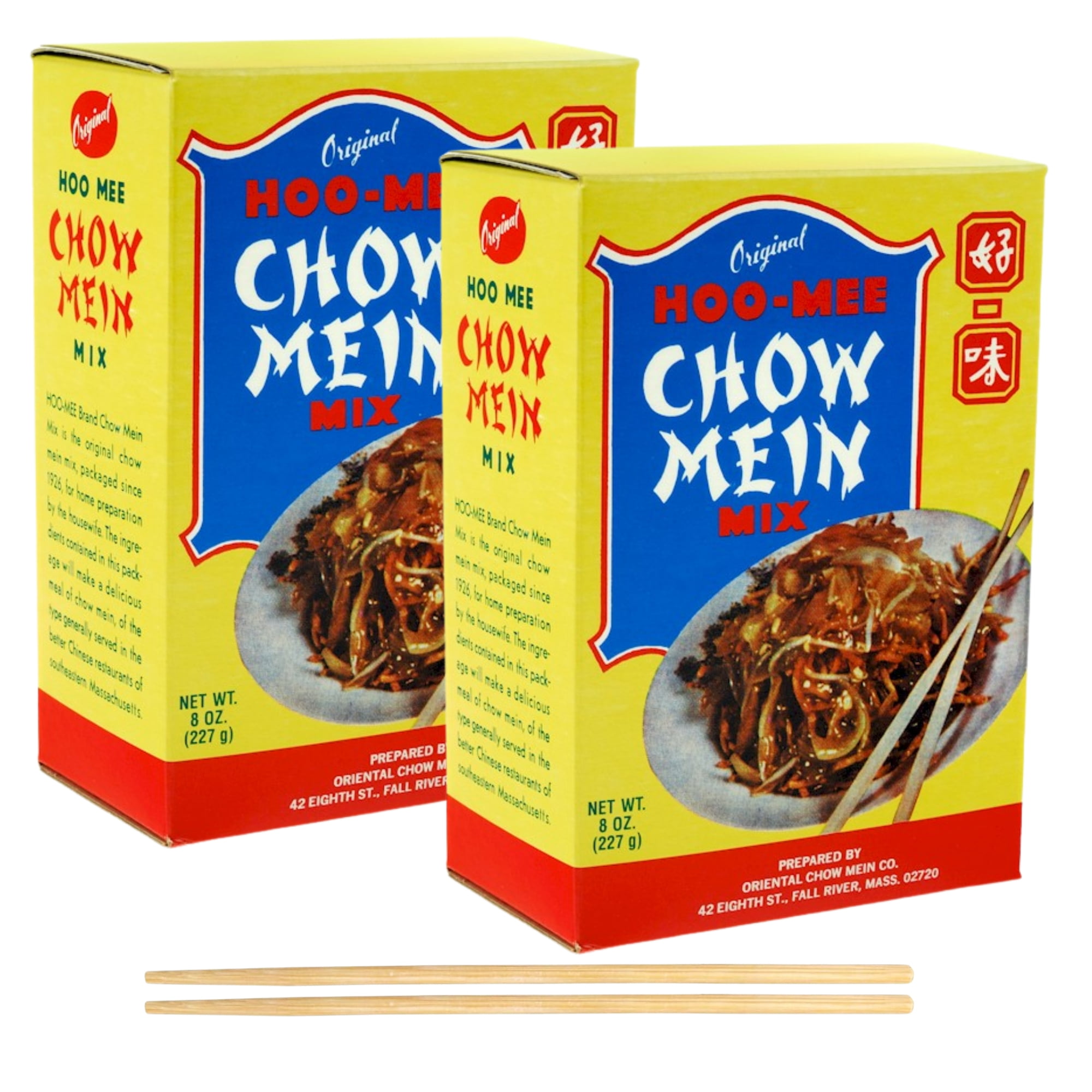 Original HOO-MEE Chow Mein Mix 8 oz (Pack of 2) with Wooden Chopsticks ...