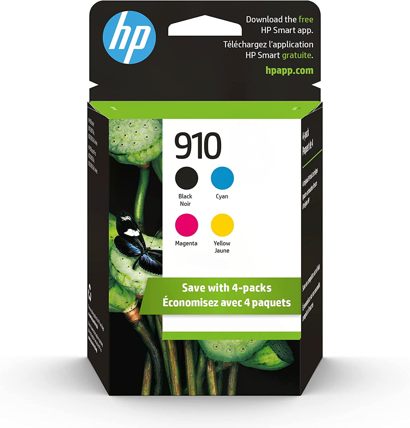 Original HP 910 Black, Cyan, Magenta, Yellow Ink Cartridges (4 Count ...