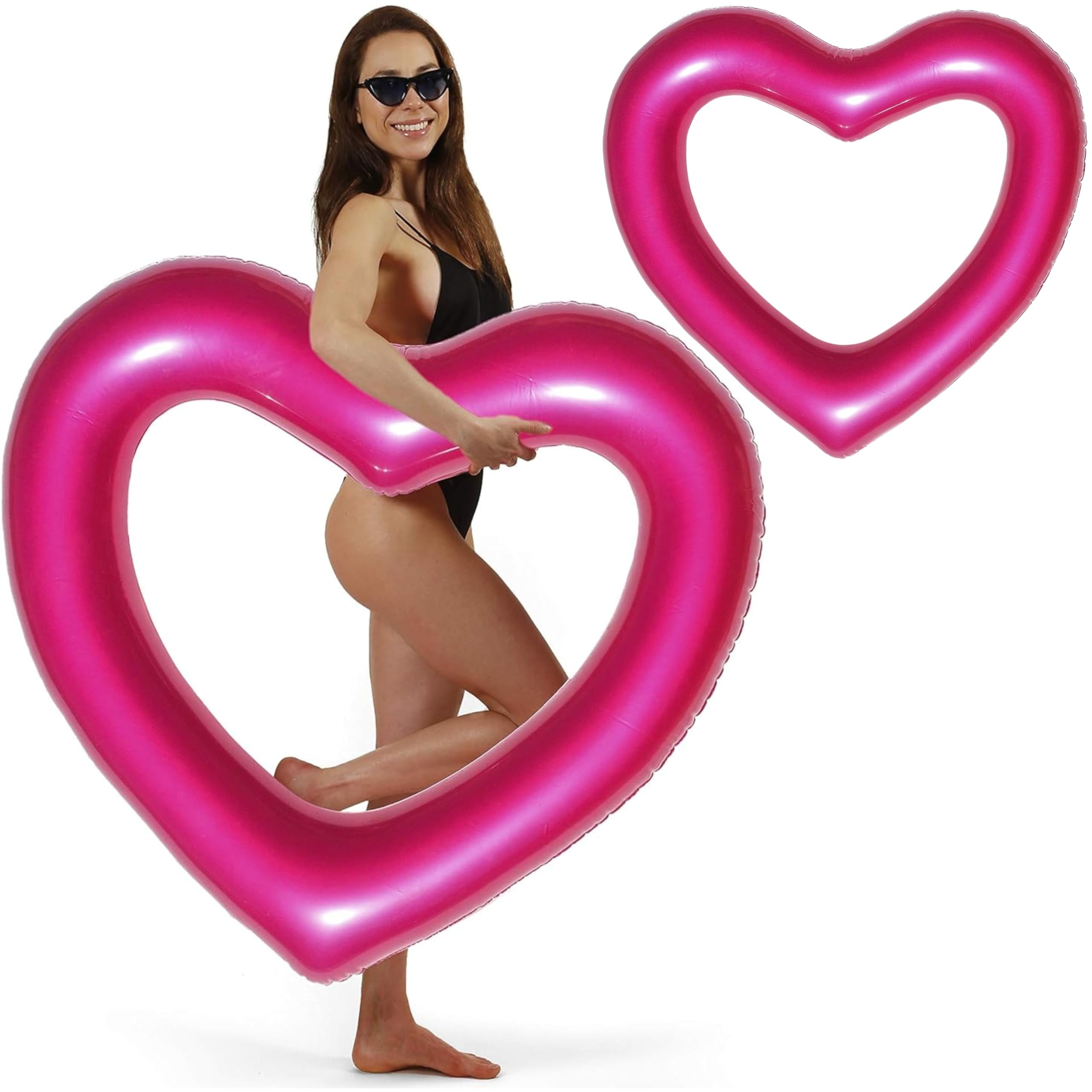 The Original Heart Shaped Pool Float by LOTELI - Metallic Dark Pink - Thicker and Stronger ...