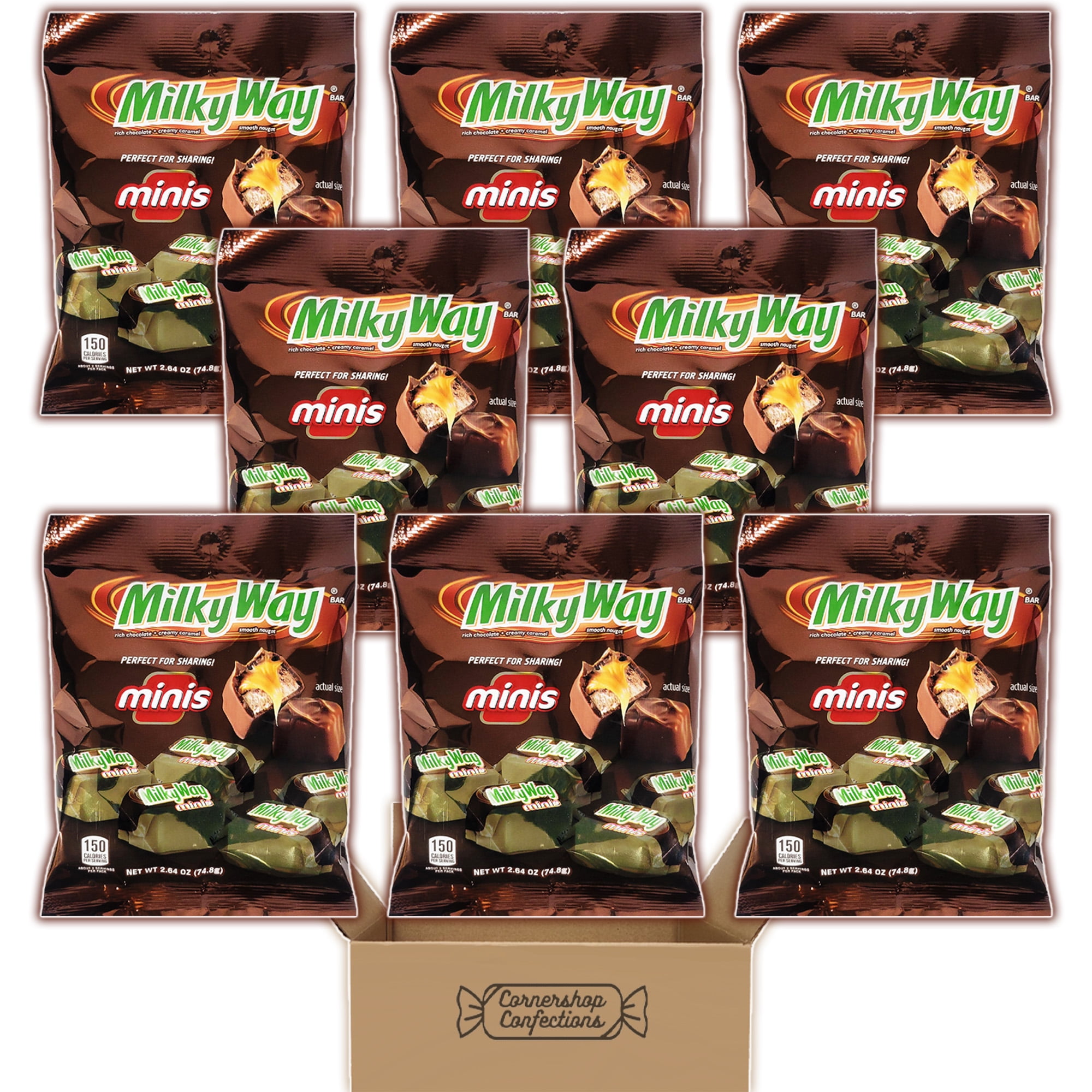 Original Milky Way Minis Chocolate Lover's Bulk Pack - 8, 2.64 Ounce Bags of Individually Sealed ...
