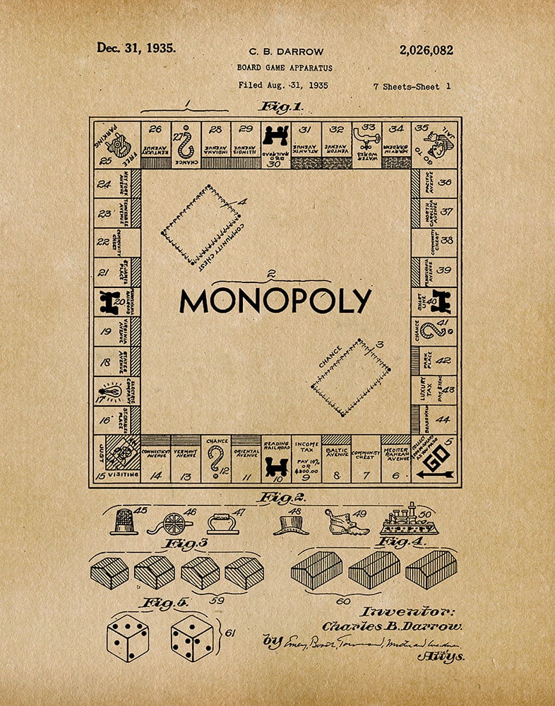 Original Monopoly Game Artwork Submitted In 1935 - Toys and Games ...