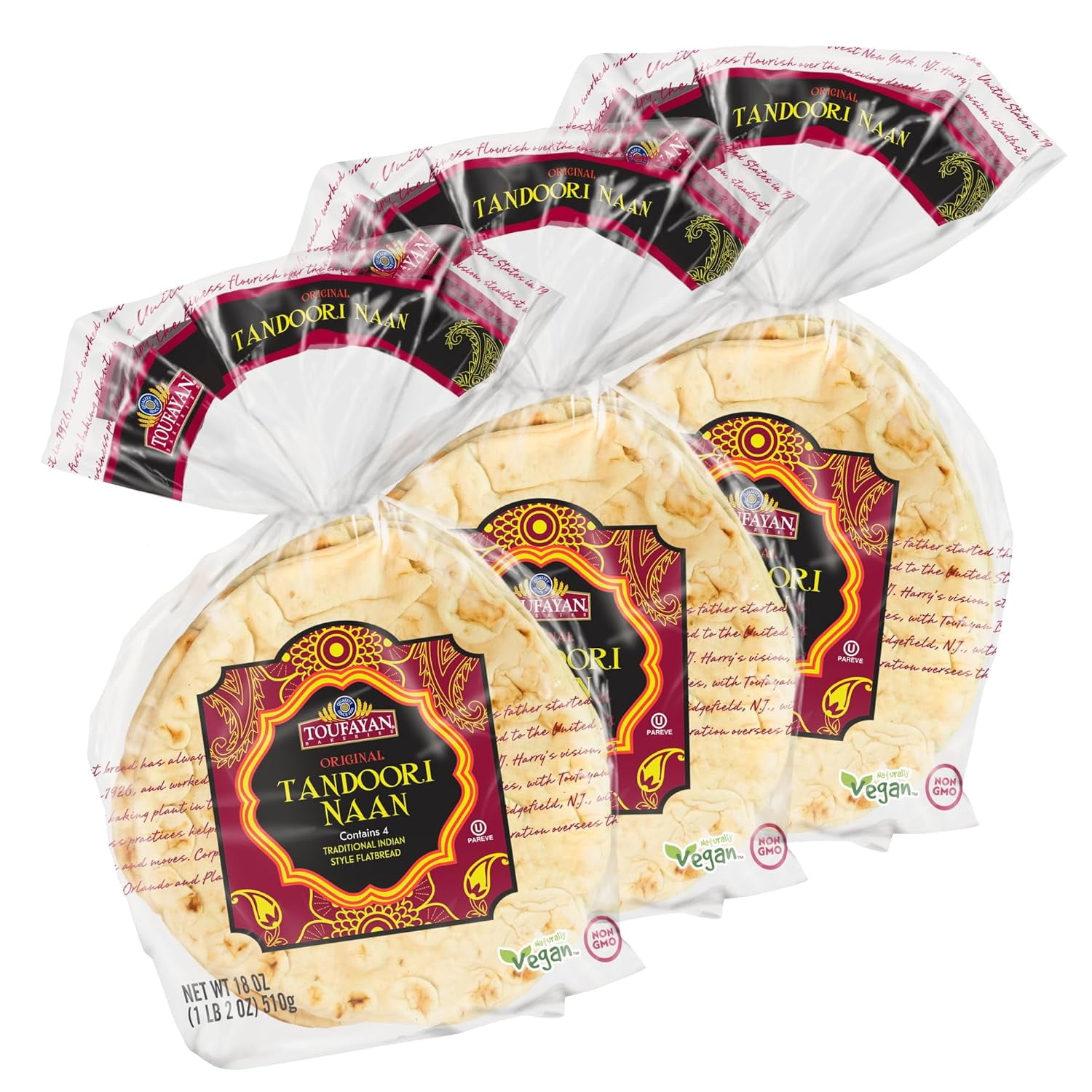 Original Naan Toori | Non-GMO Vegan (3 Pack, 12 Flatbreads Total ...