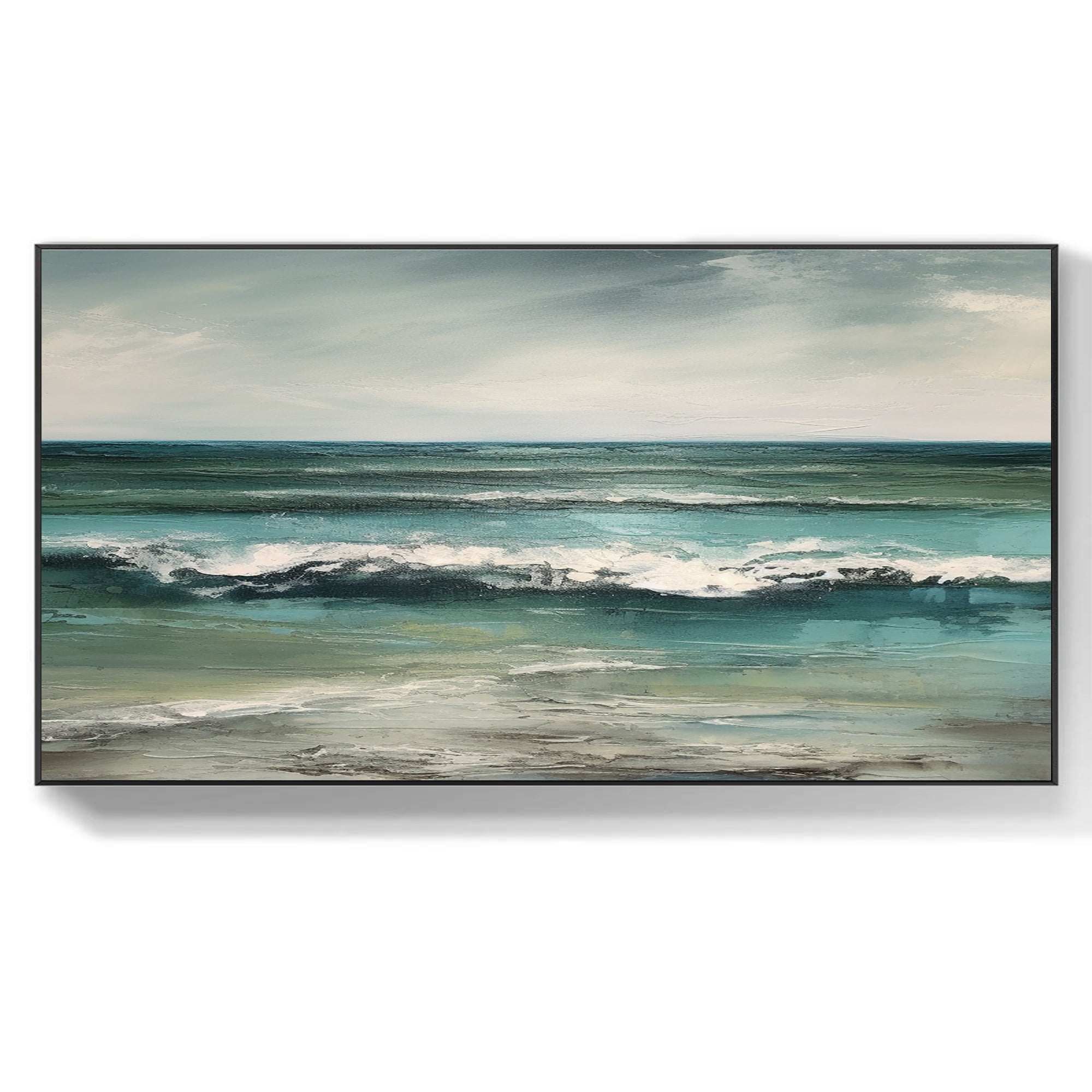 Original Ocean Art on Canvas White Wave Textured Painting Big Sky and ...