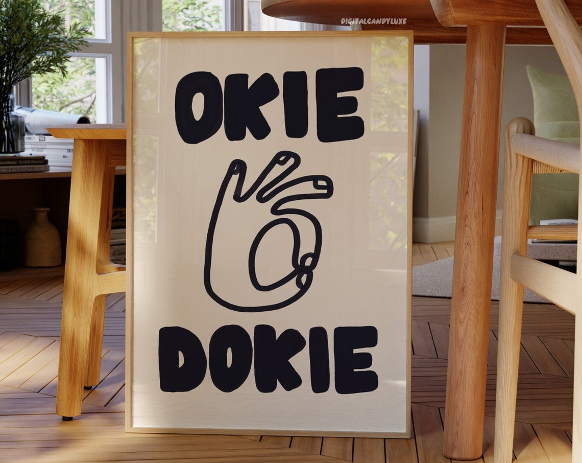 Original Okie Dokie Print Retro Wall Art Prints And Posters Aesthetic ...