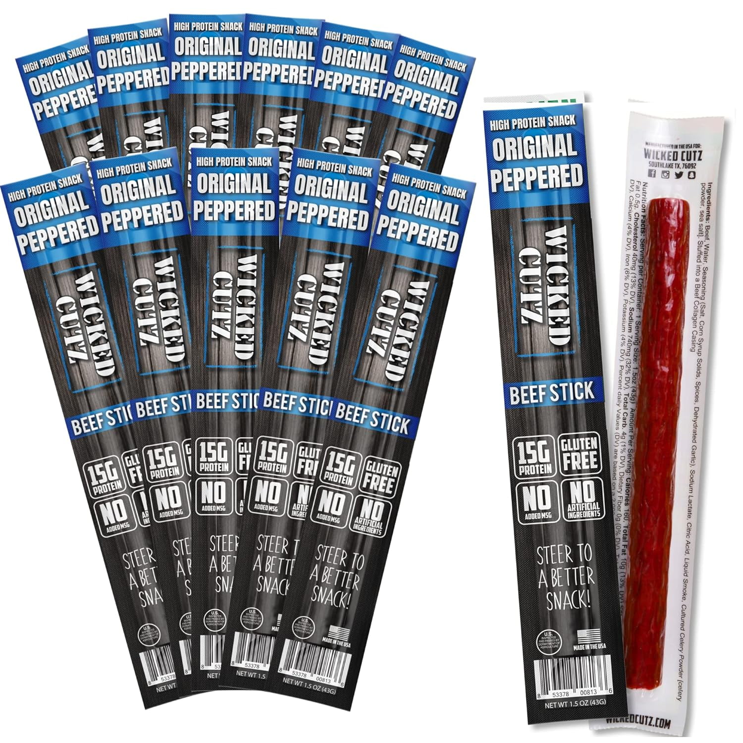 Original Peppered Sticks | Tender, Flavorful, Extra Large Jerky Sticks ...