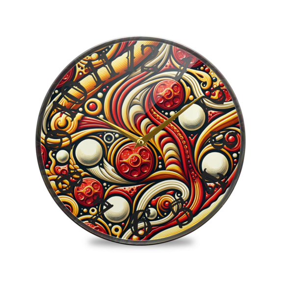 Original Pepperoni Pizza Wall Clock 10 Inch Silent Non Ticking Battery ...