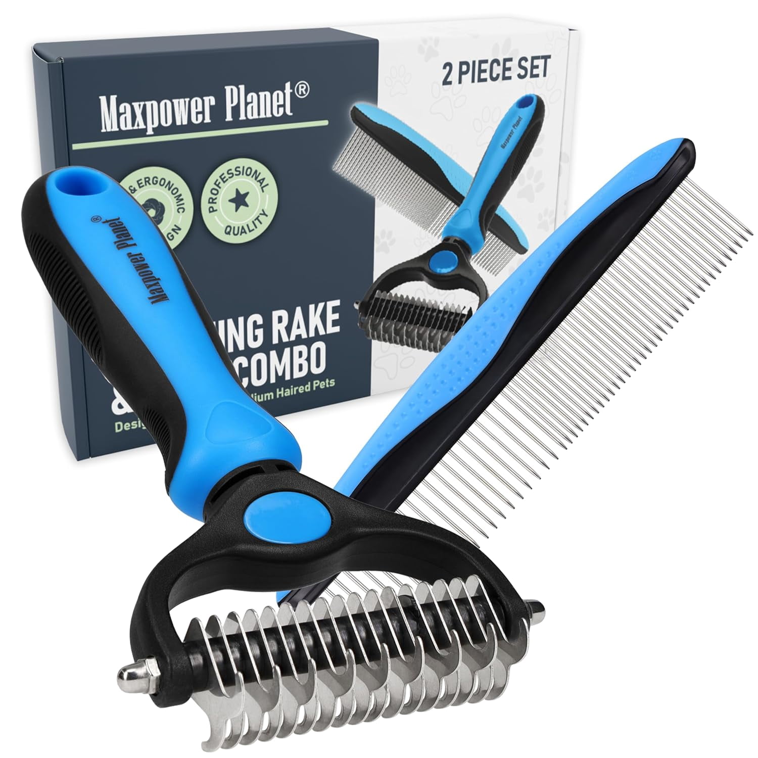 Original Pet Grooming Rake - Double-Sided Deshedding Dematting Tool ...