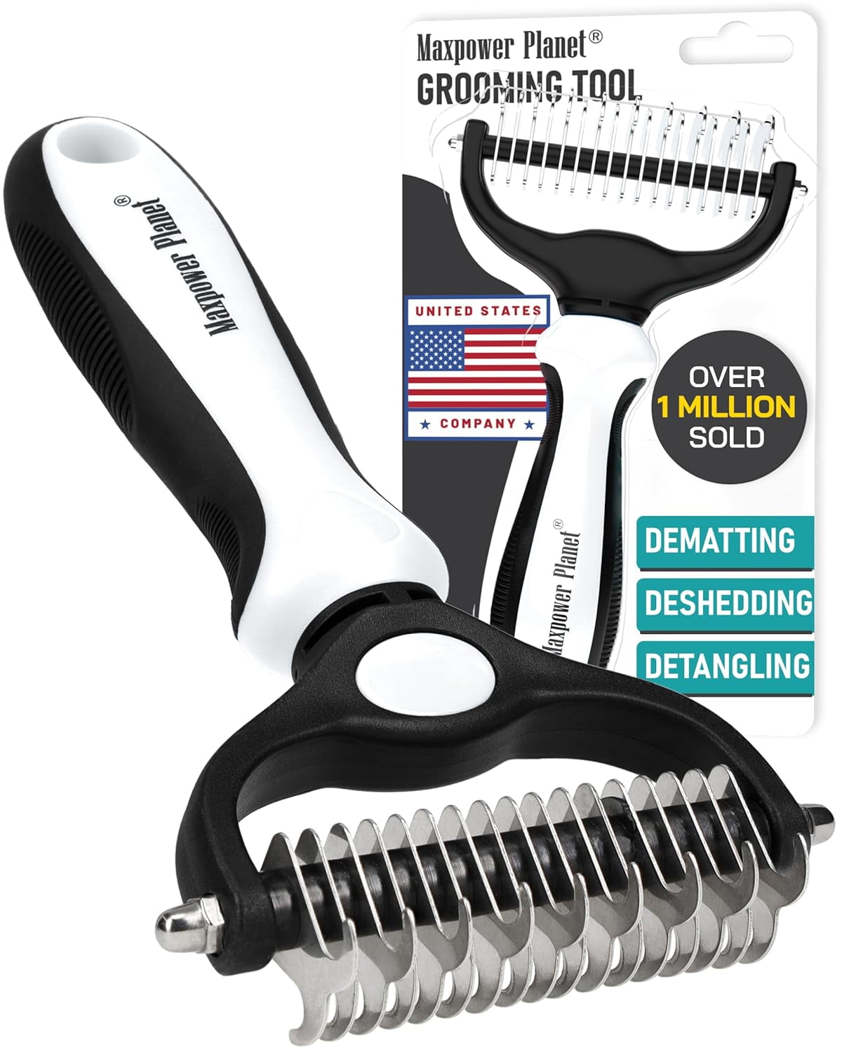 Original Pet Grooming Rake - Double-Sided Deshedding Dematting Tool ...