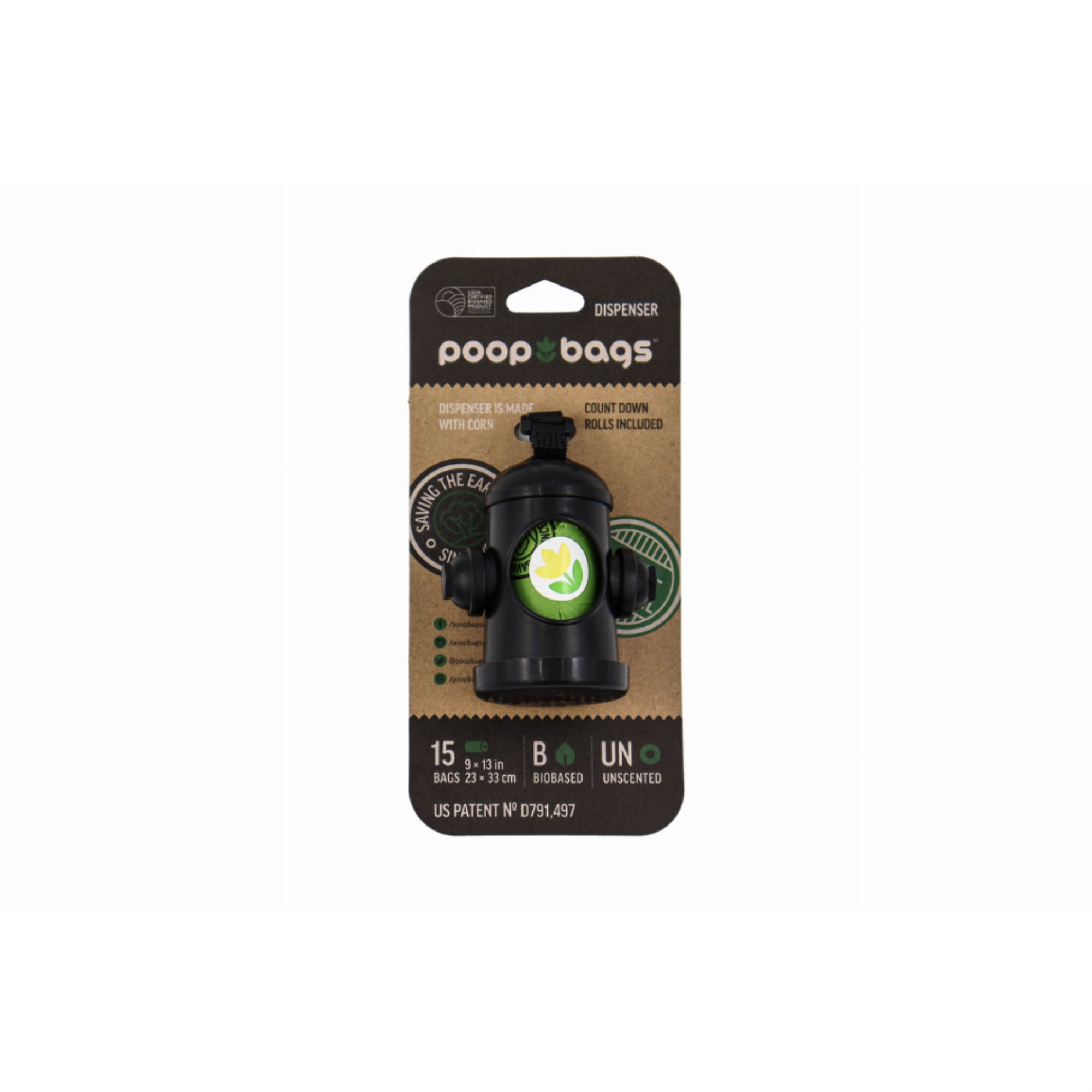 The Original Poop Bags® Dog Waste Bags, Hydrant Dog Poop Bag Dispenser ...