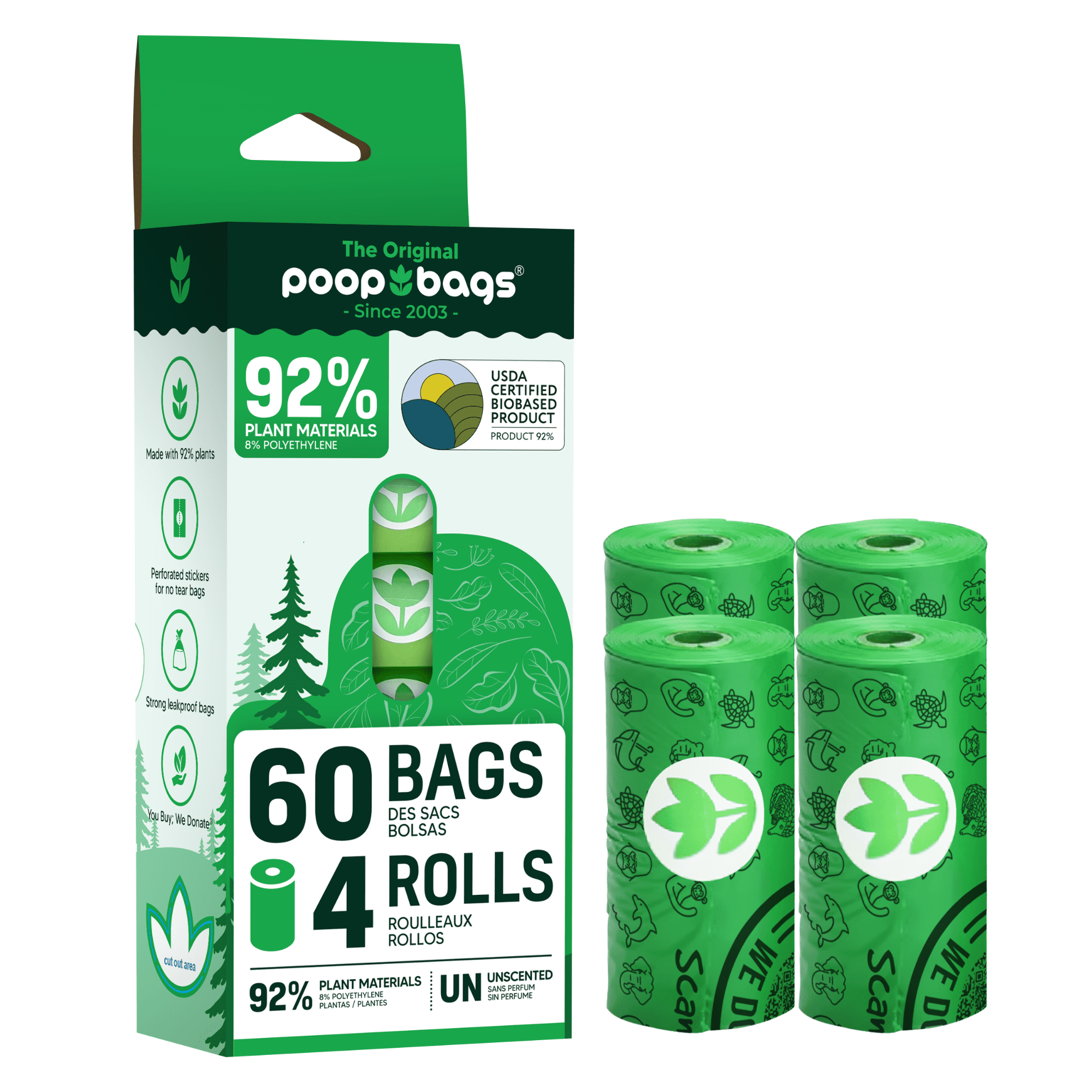 The Original Poop Bags® USDA Certified 92% Plant Based Dog Waste Bags ...