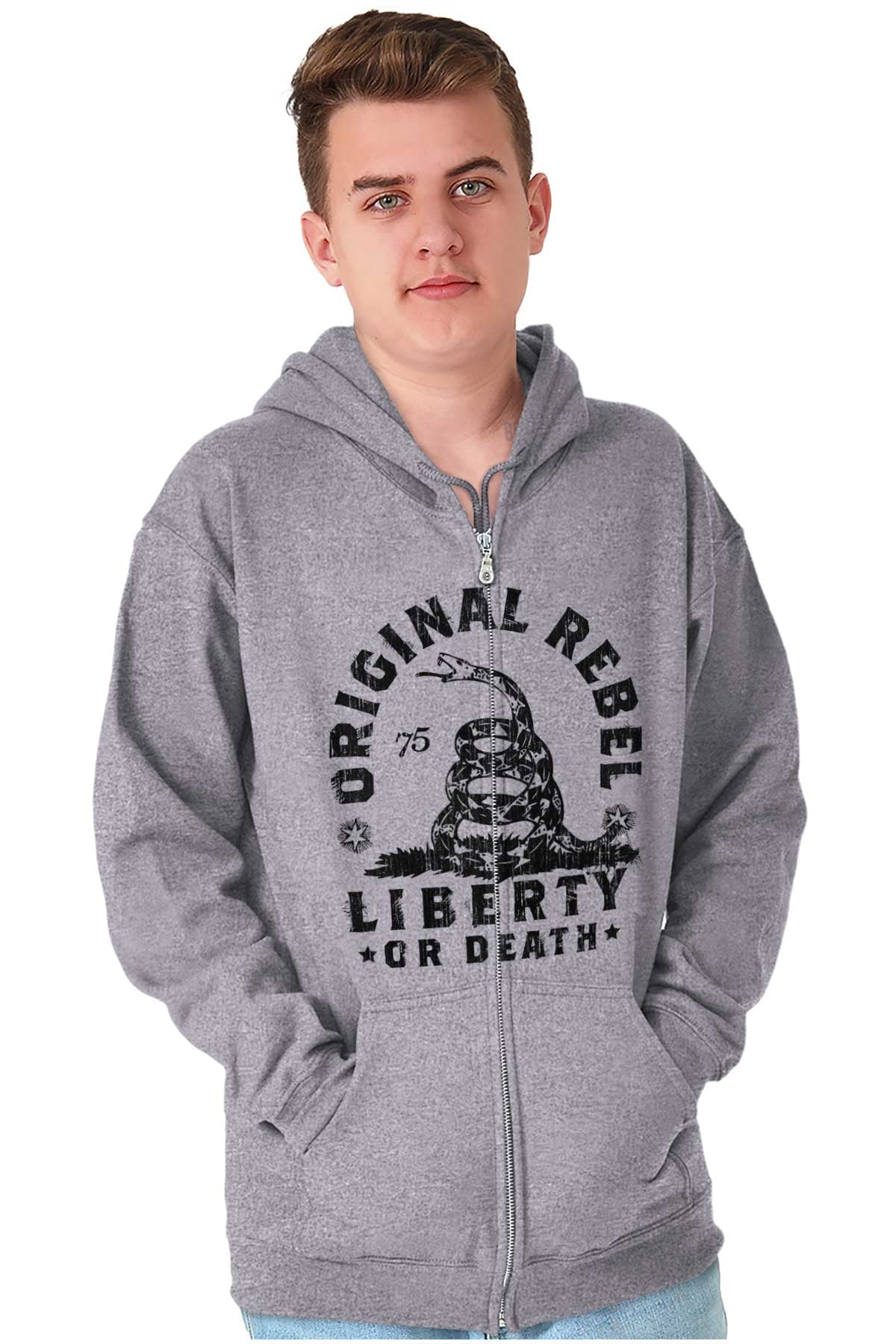 Original Rebel Liberty Death Gadsden Unisex Plus Size Zip Hoodie Brisco ...