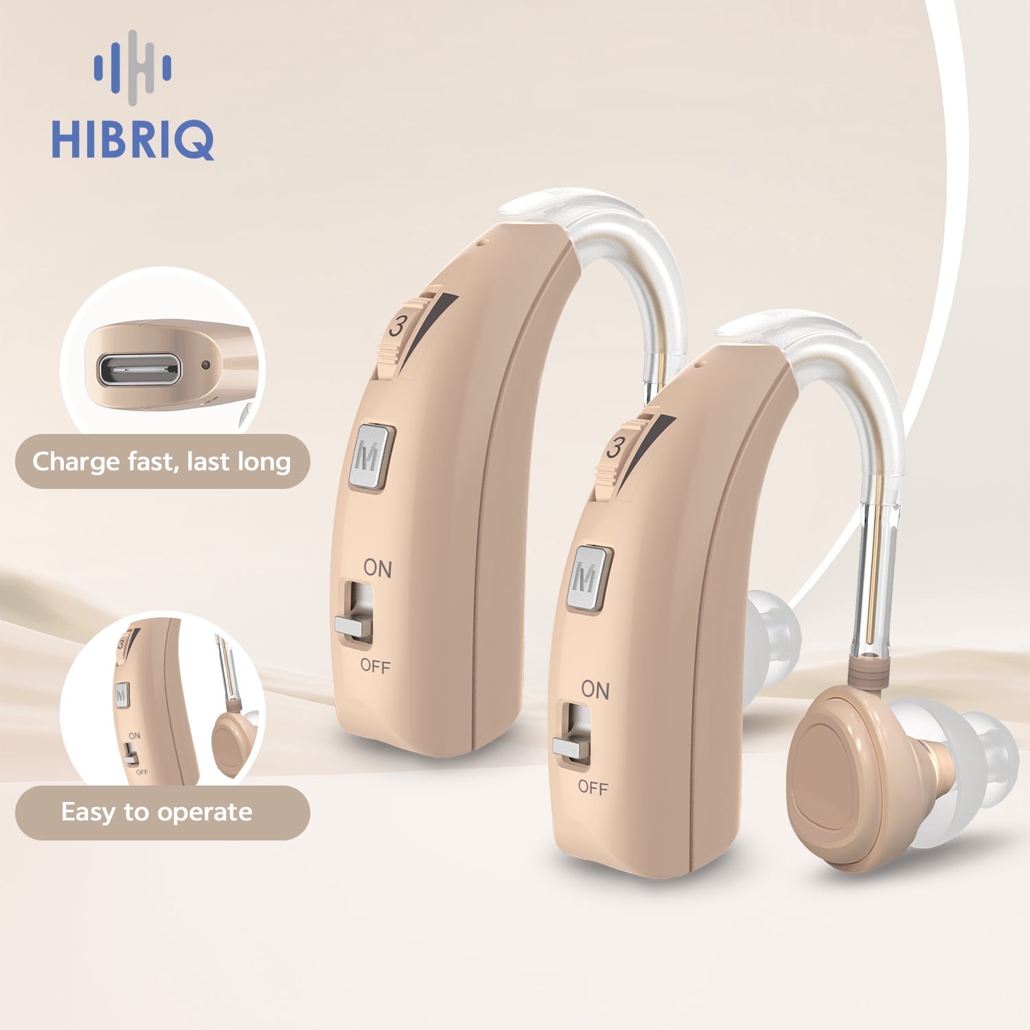 HIBRIQ Digital Hearing Aids for Seniors, Rechargeable Hearing Aids with ...
