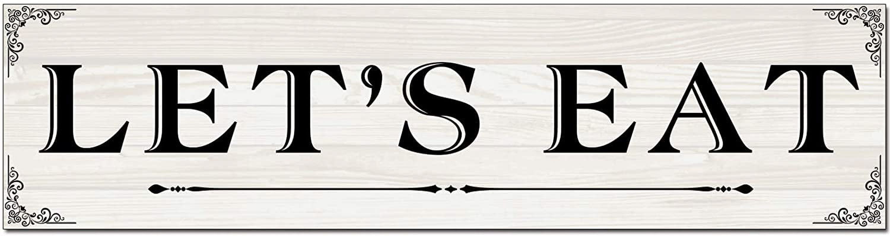 Original Retro Design Let's Eat Wood Signs Wall Art|Natural Wooden ...