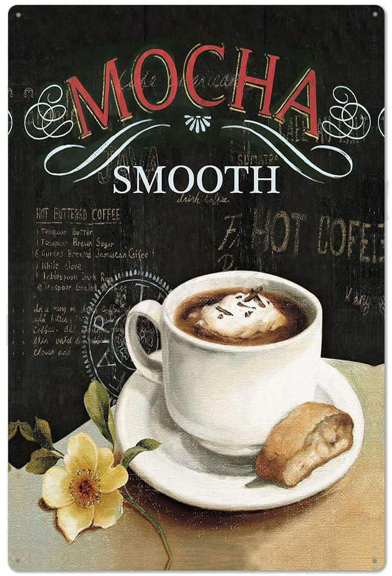 Original Retro Design Mocha Smooth Tin Metal Signs Wall Art | Thick ...