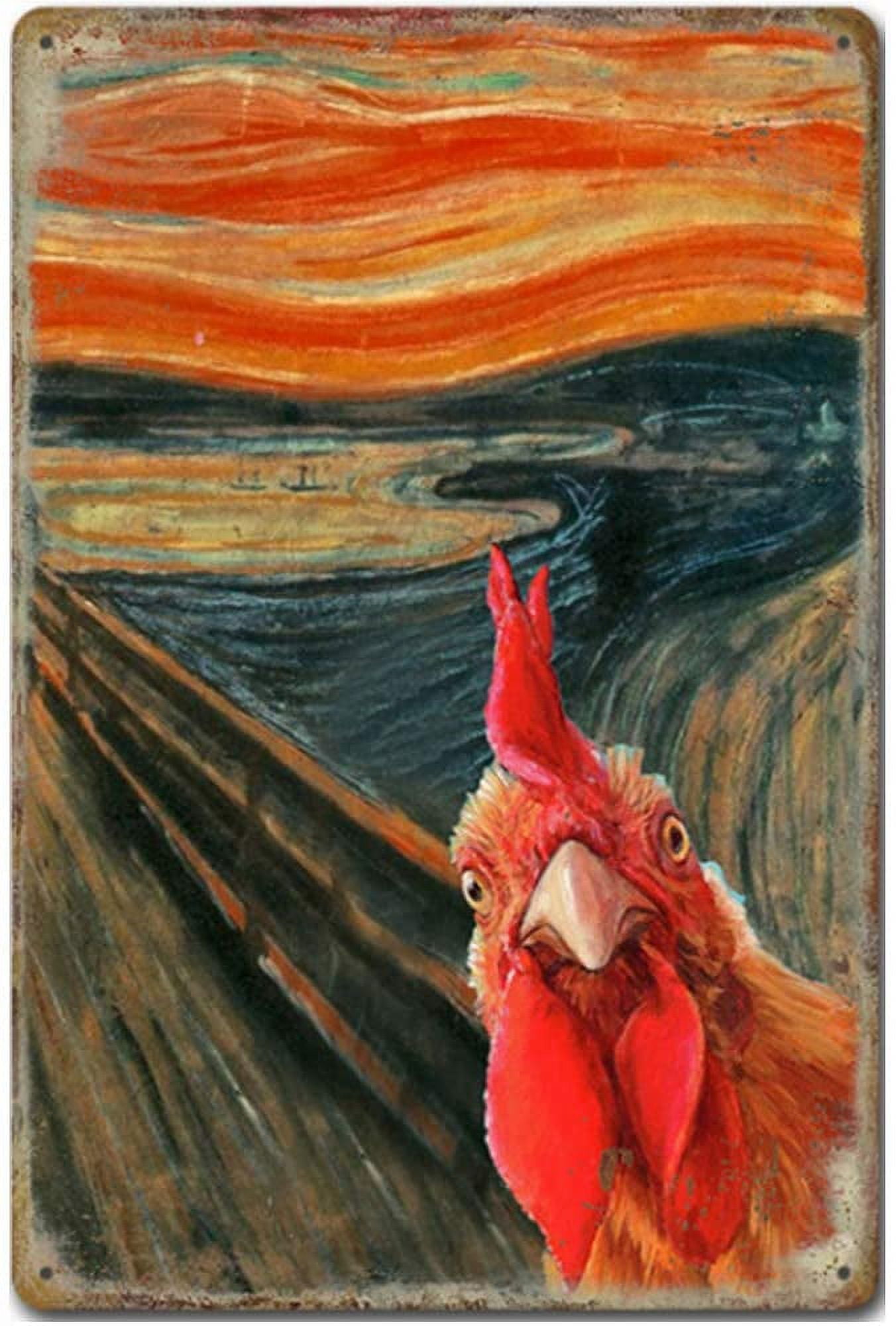 Original Retro Design Rooster Tin Metal Signs Wall Art in Famous Oil ...