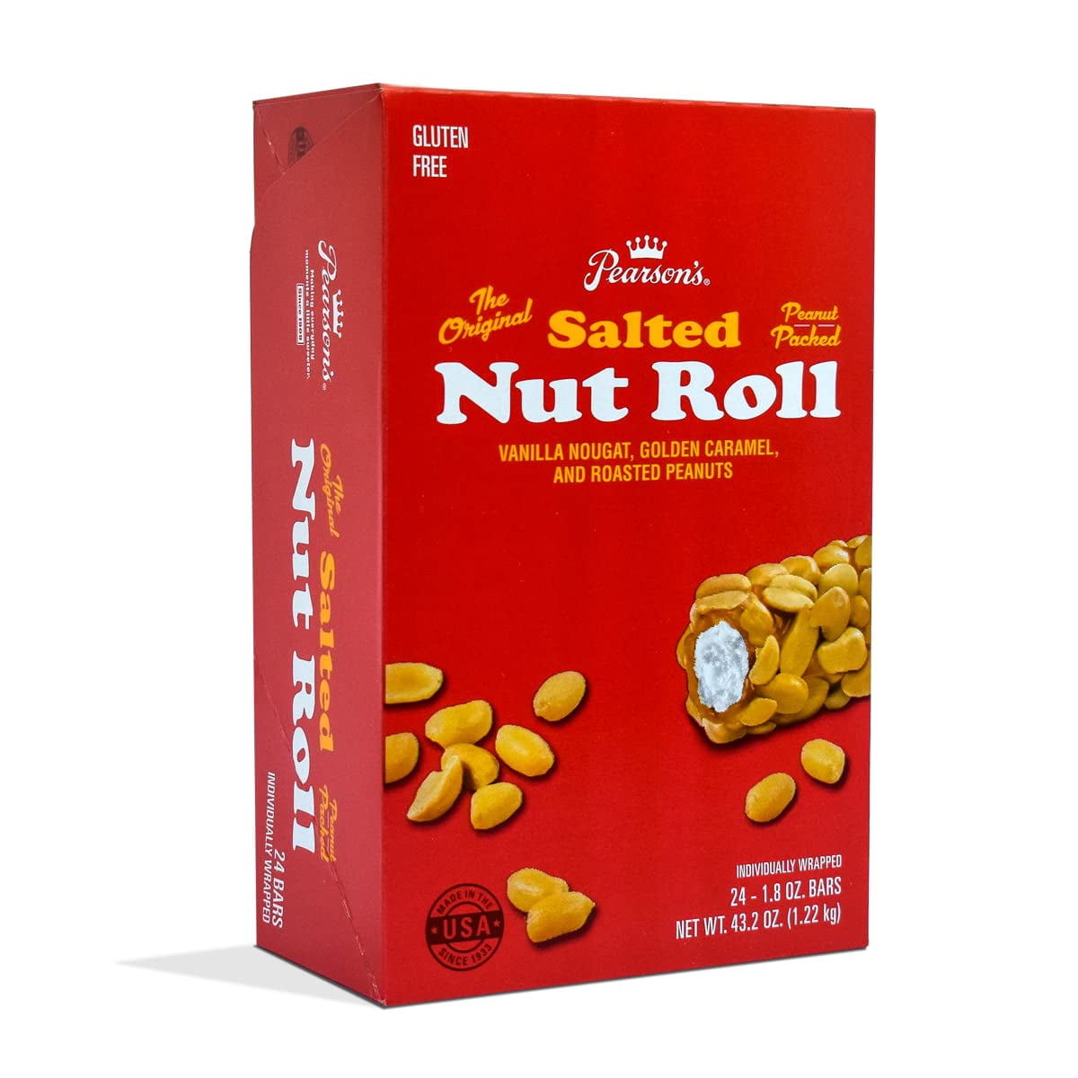 Original Salted Nut Roll | Peanut, Caramel, Nougat Candy | 24 Full- Size Candy Bars |Bulk ...