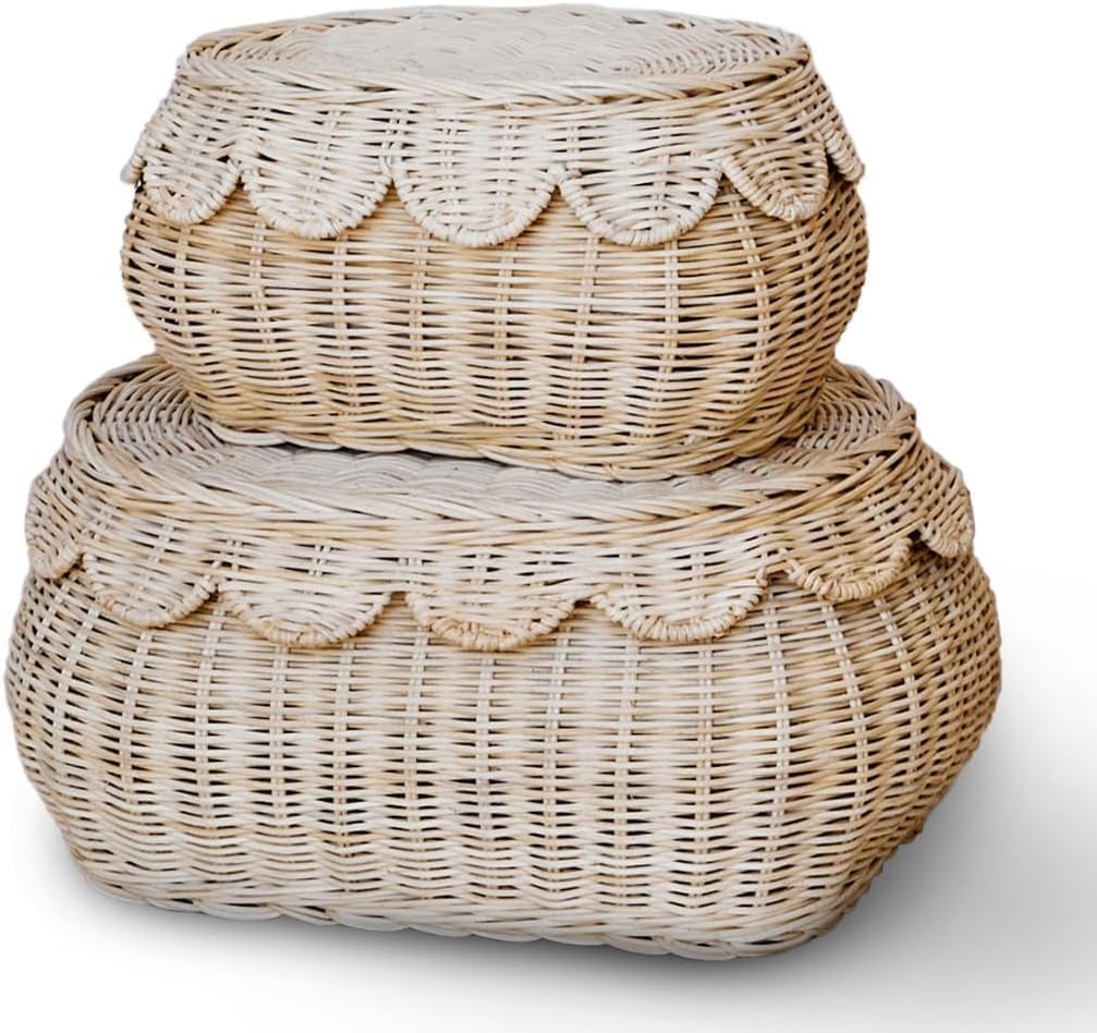The Original Scalloped Basket Set Of 2 – Small Scallop Basket - 15 x 10 ...