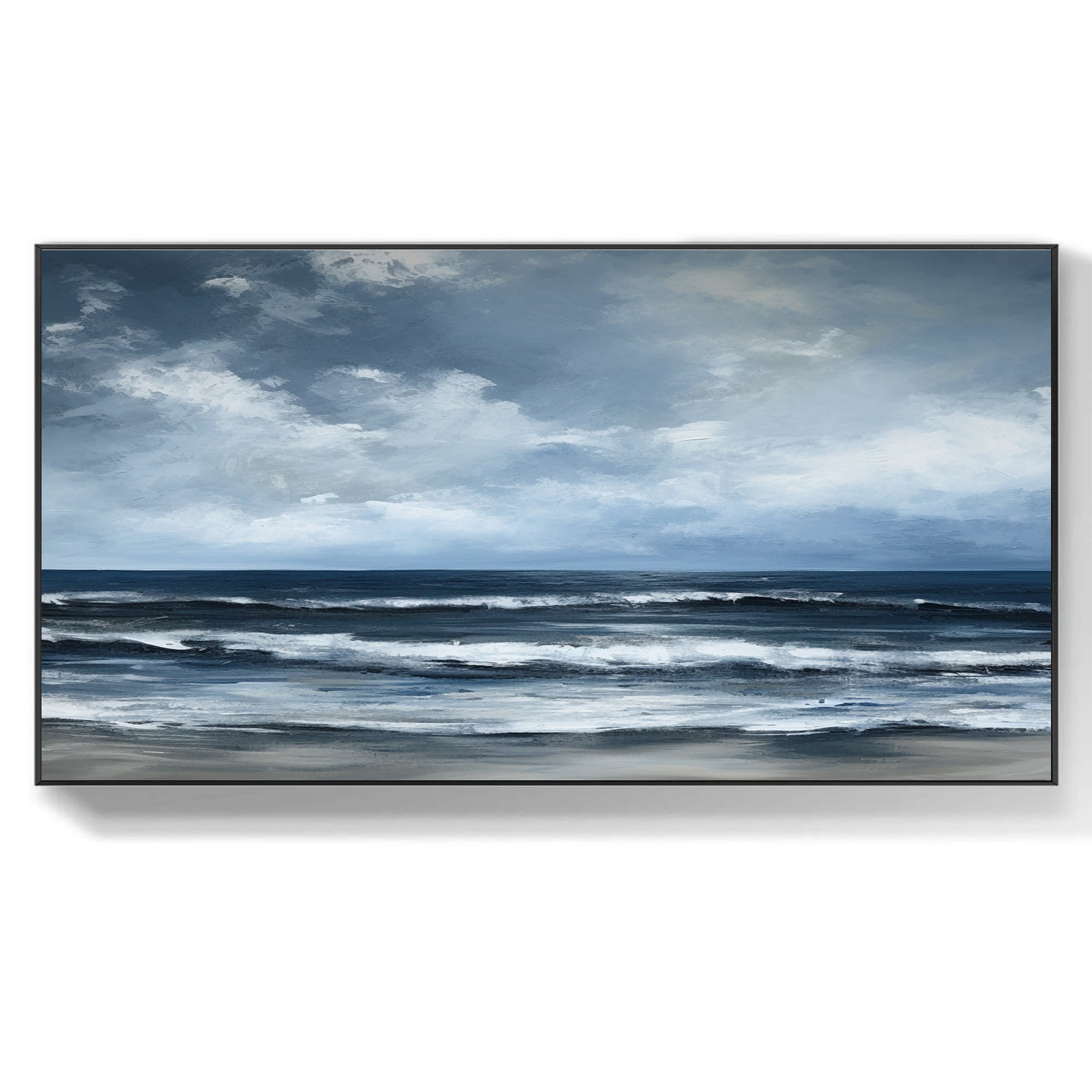 Original Seascape Oil Painting On Canvas Large Wall Art Abstract Blue ...