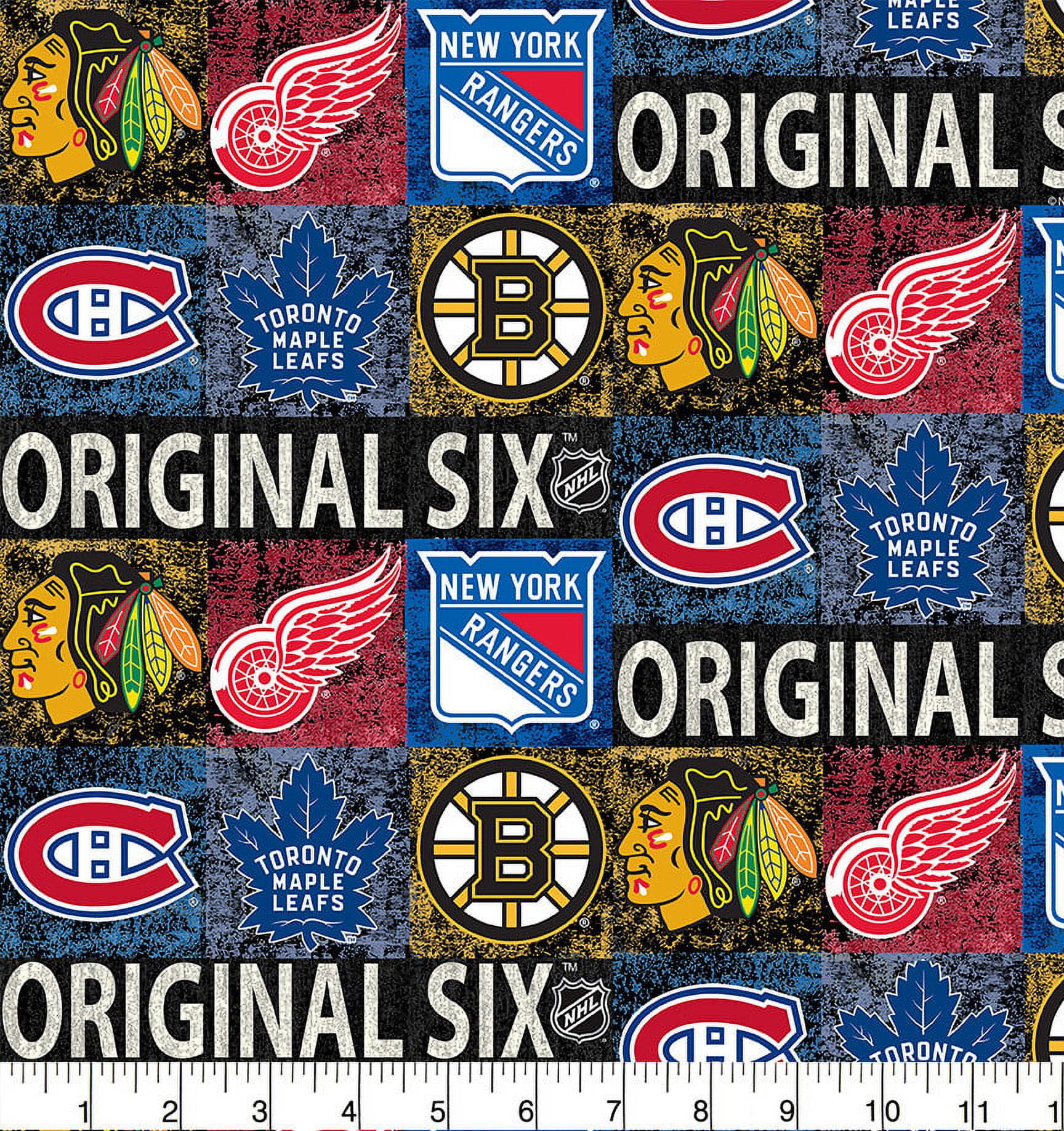Original Six Cotton Fabric with Distressed Logos Print and Matching ...