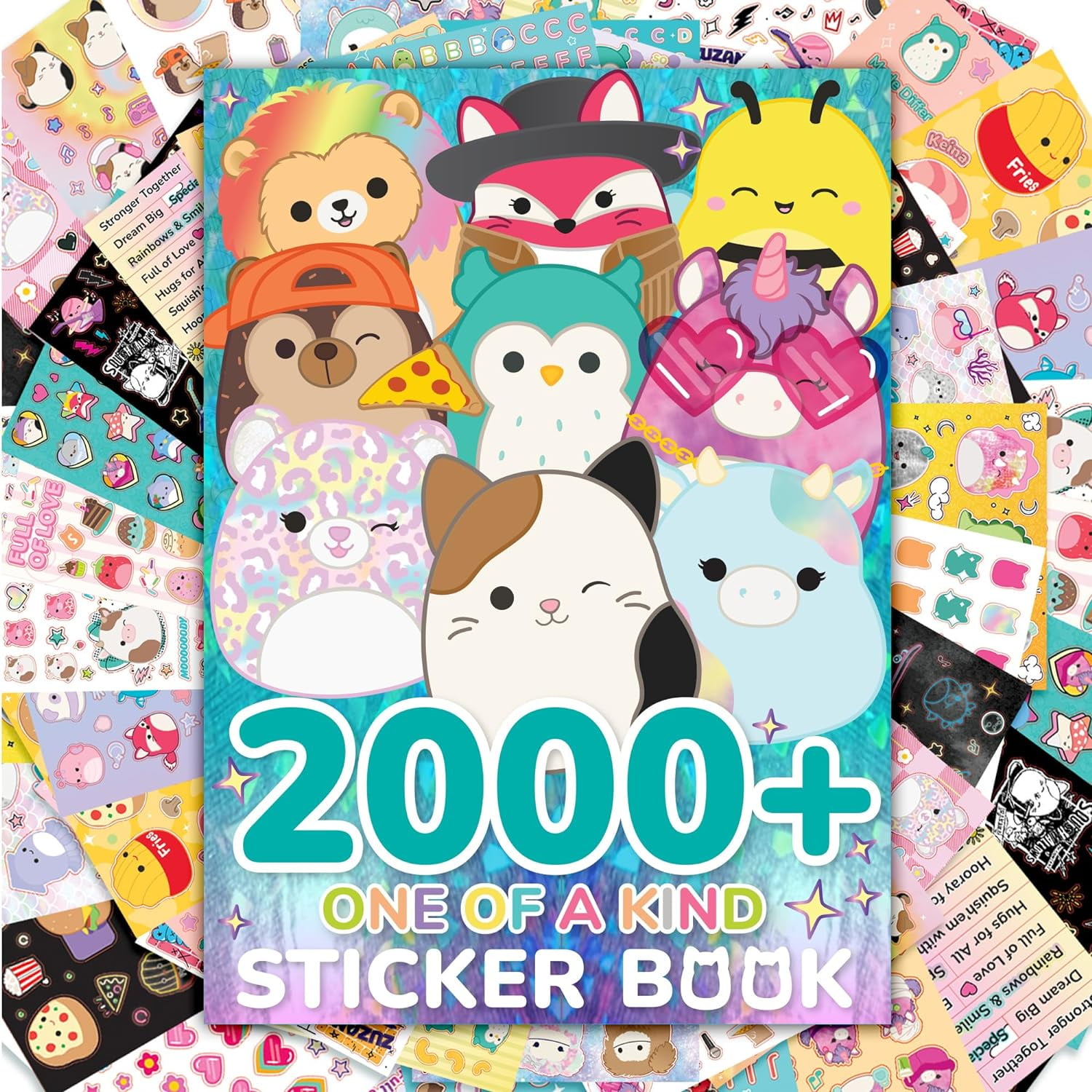 Original Squishmallows 2000+ Unique Sticker Book, 43 Sheets for Kids ...