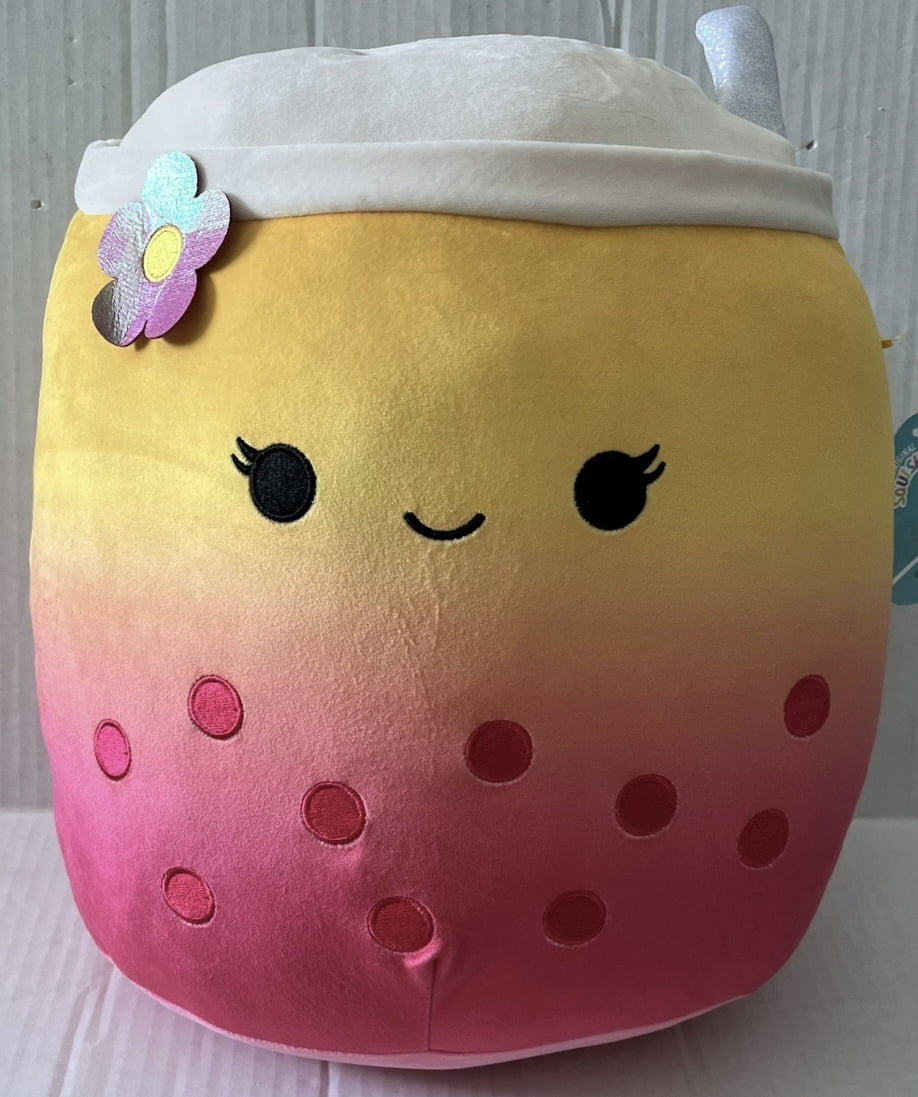 Original Squishmallows Bergit 14" Gradient Orange Boba Tea Plush ...
