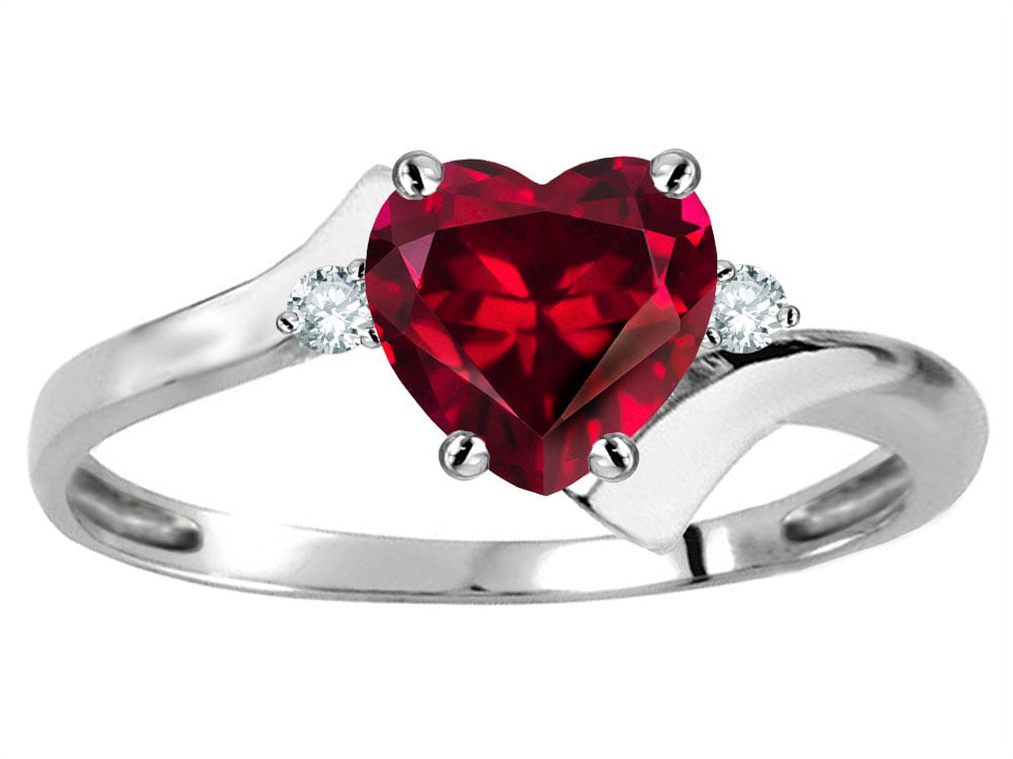 Original Star K Heart Shape 6mm Created Ruby bypass Ring - Walmart.com