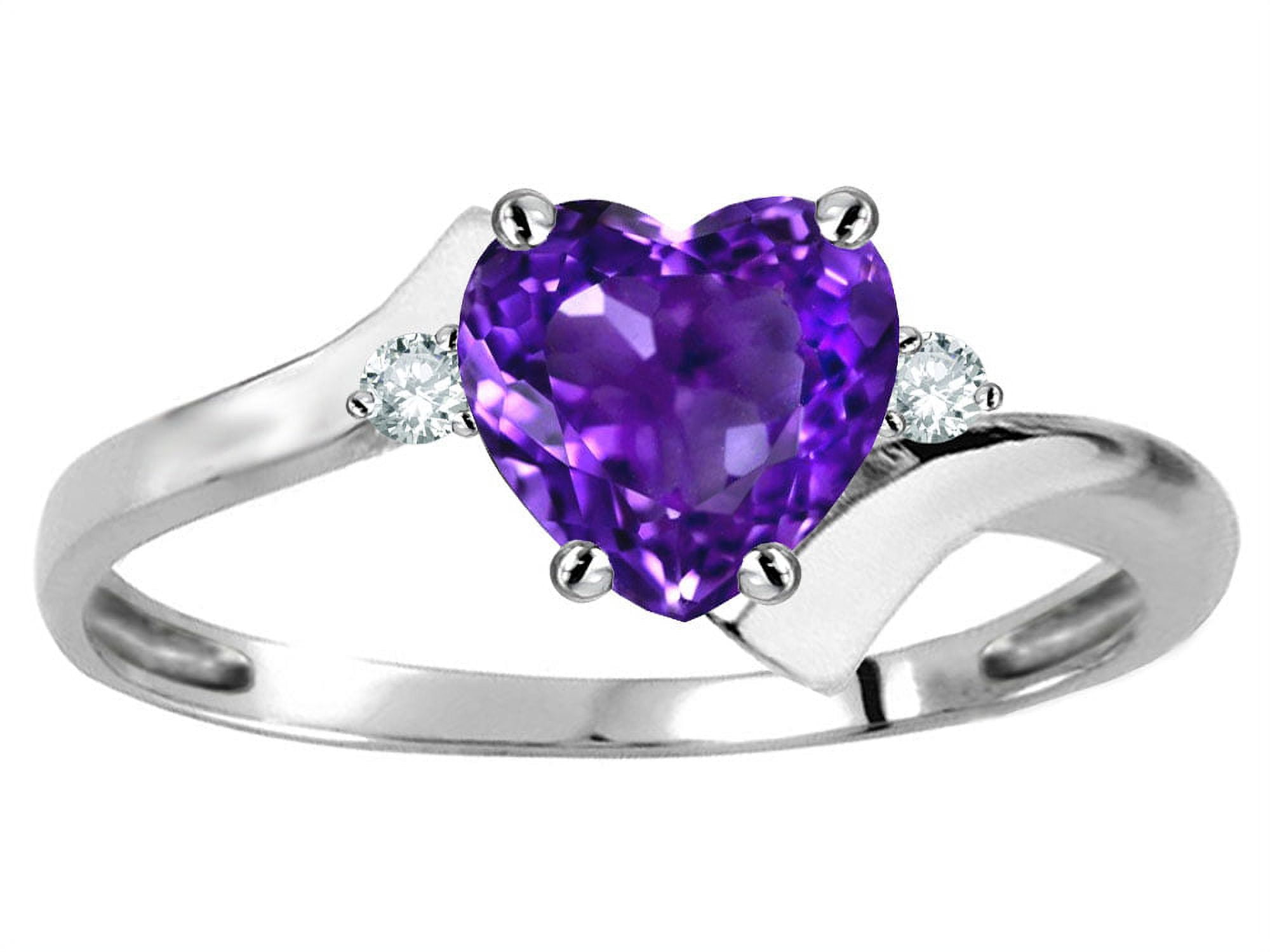 Original Star K Heart Shape 6mm Genuine Amethyst bypass Ring - Walmart.com