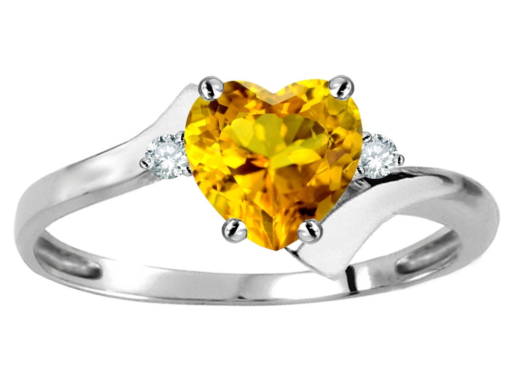 Original Star K Heart Shape 6mm Genuine Citrine bypass Ring - Walmart.com