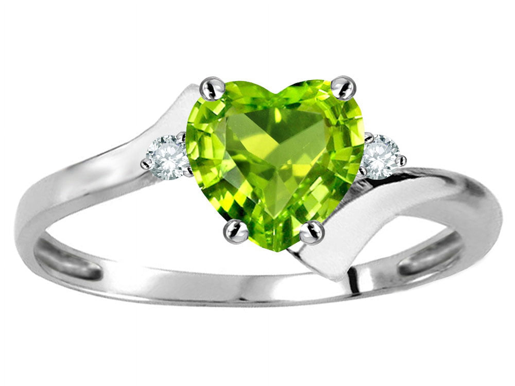 Original Star K Heart Shape 6mm Genuine Peridot bypass Ring - Walmart.com