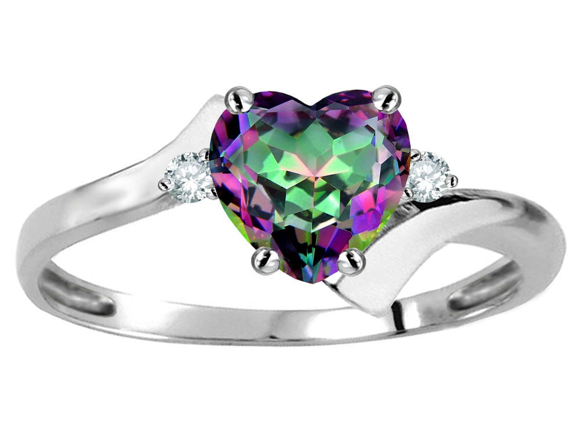 Original Star K Heart Shape 6mm Rainbow Mystic Topaz bypass Ring ...