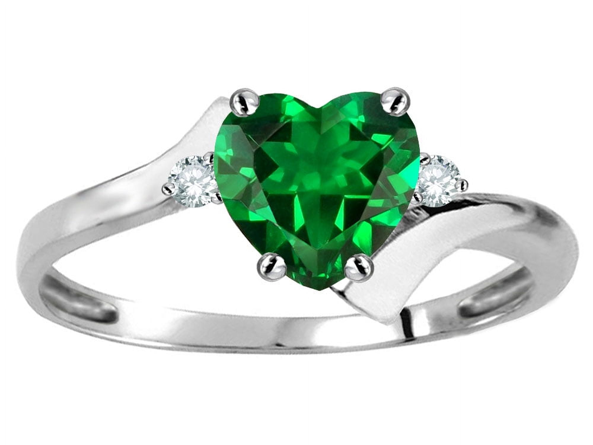 Original Star K Heart Shape 6mm Simulated Emerald bypass Ring - Walmart.com