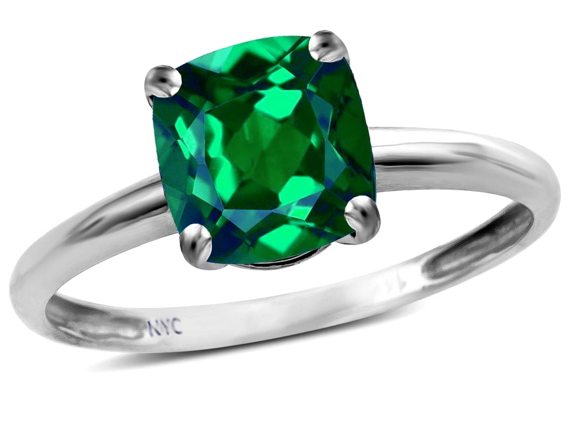 Original Star K Simulated Emerald 7mm Cushion-Cut Solitaire Engagement ...