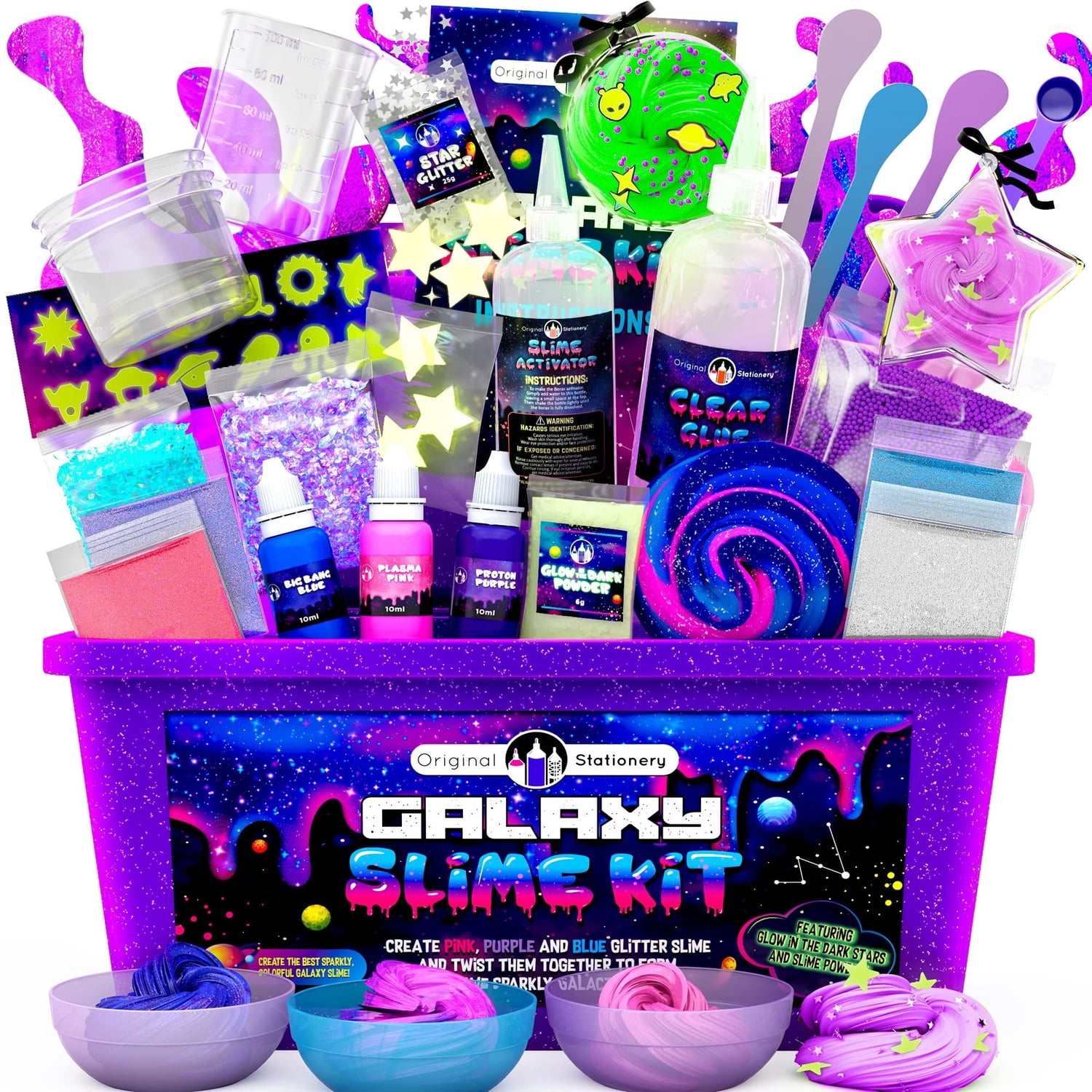 Original Stationery Galaxy Slime Kit, Glow in The Dark Stars, Pink ...