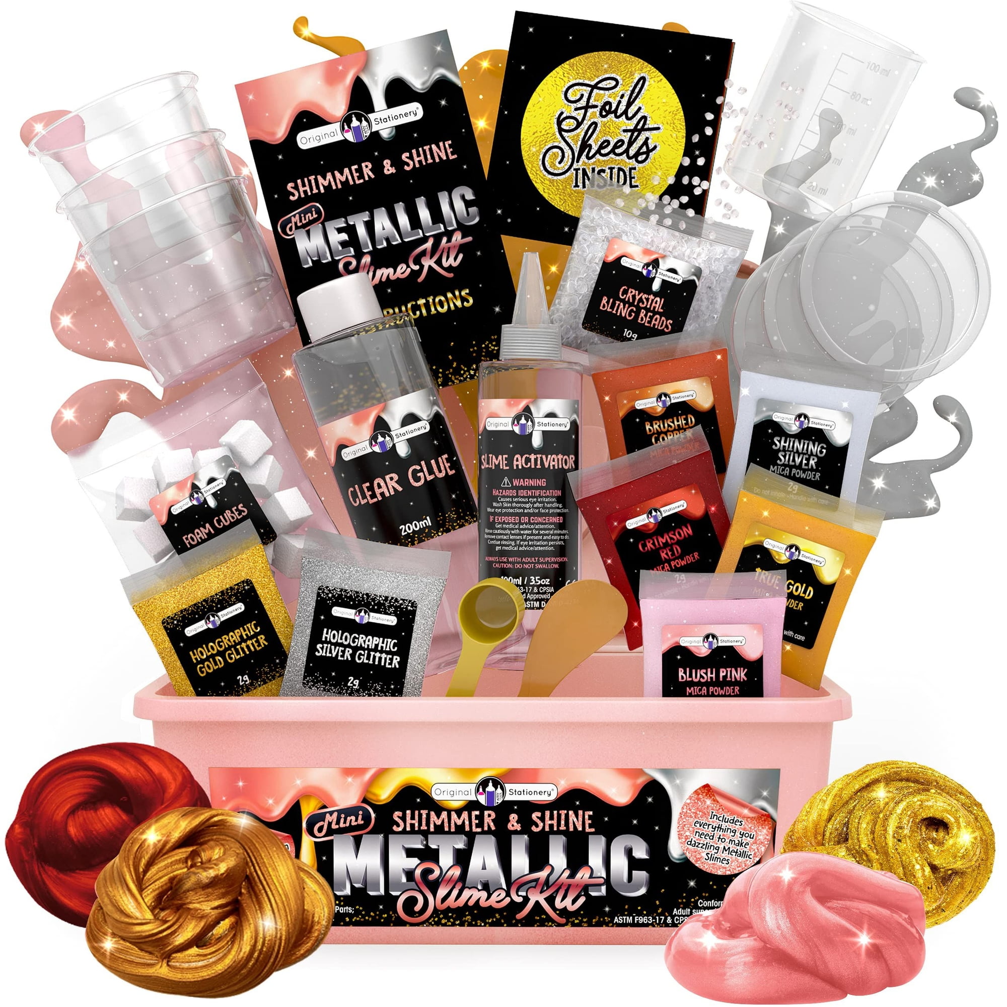Original Stationery Mini Metallic Slime Kit, Tween Crafts, Rose Gold ...