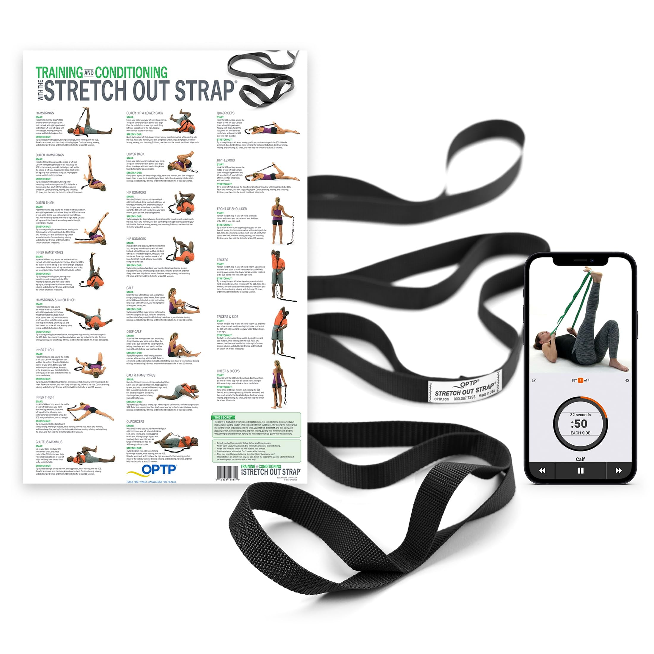 The Original Stretch Out Strap with Exercise Poster, USA Made Top ...