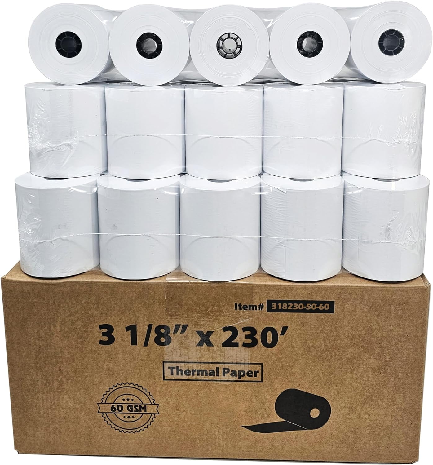 60 GSM Heavy Thermal Paper 3 1/8 X 220' Thermal Receipt Paper (50 Rolls ...